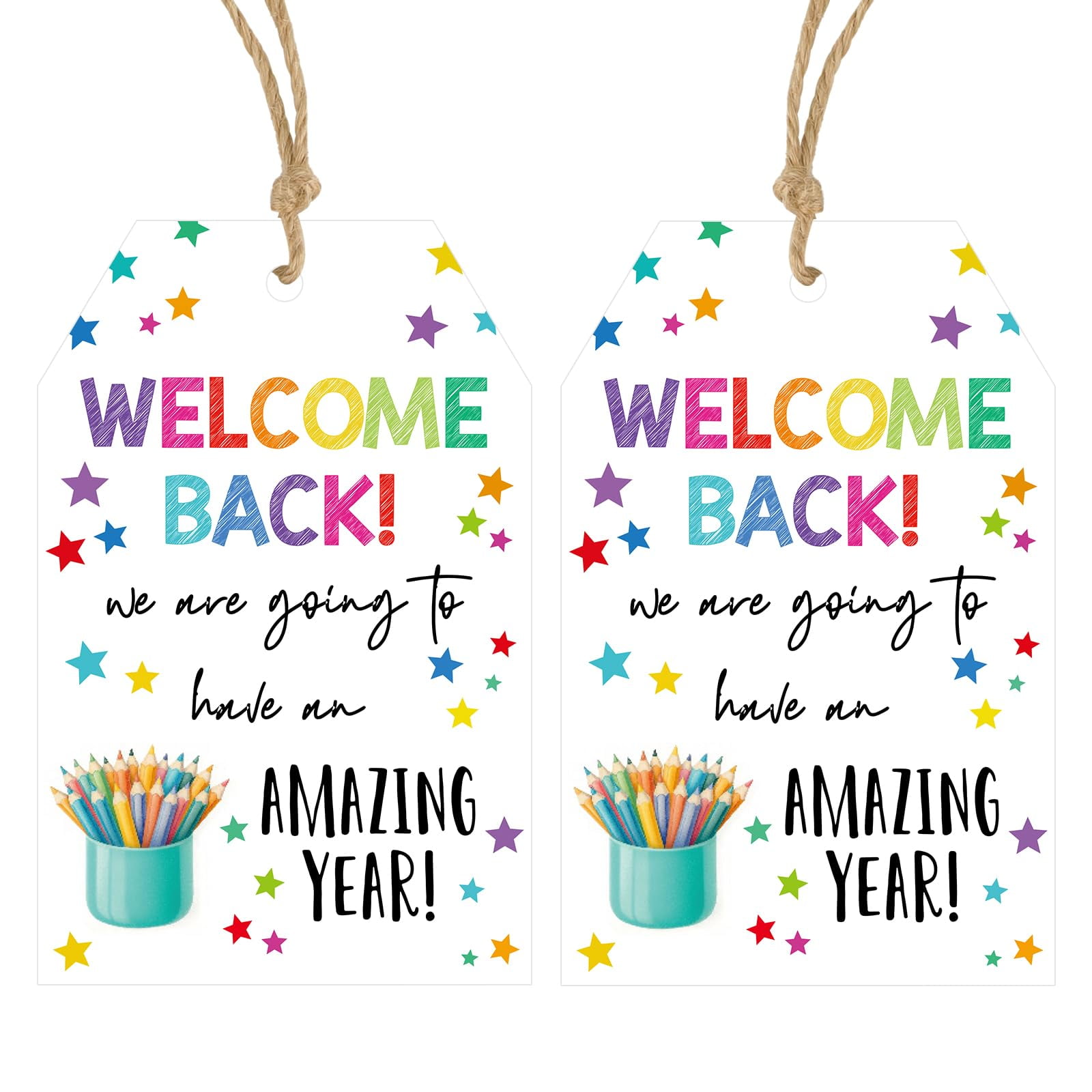 Back to School Gift JKF25 Tags - Anwyll 50Pcs Schools Tags with String ...