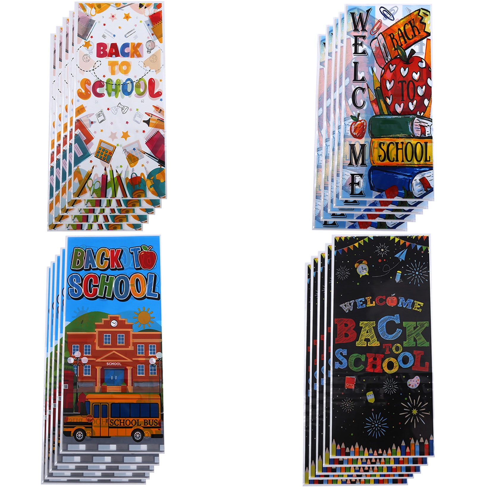 Back to School Goodie Bags - 4 Assorted Styles Cellophane Bags with ...