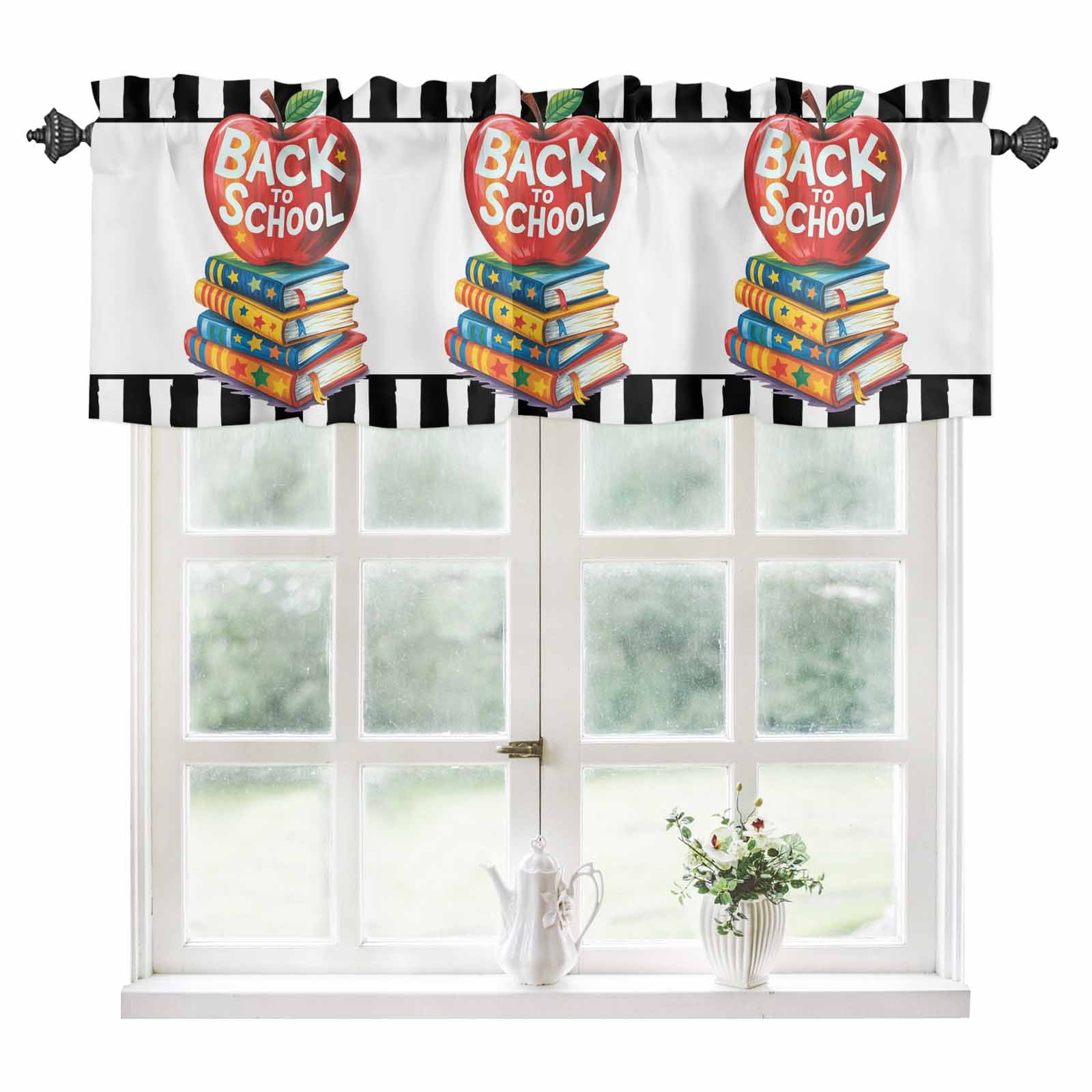 Back To School Kitchen Valances for Windows 42x18 Inch Kitchen Curtains ...