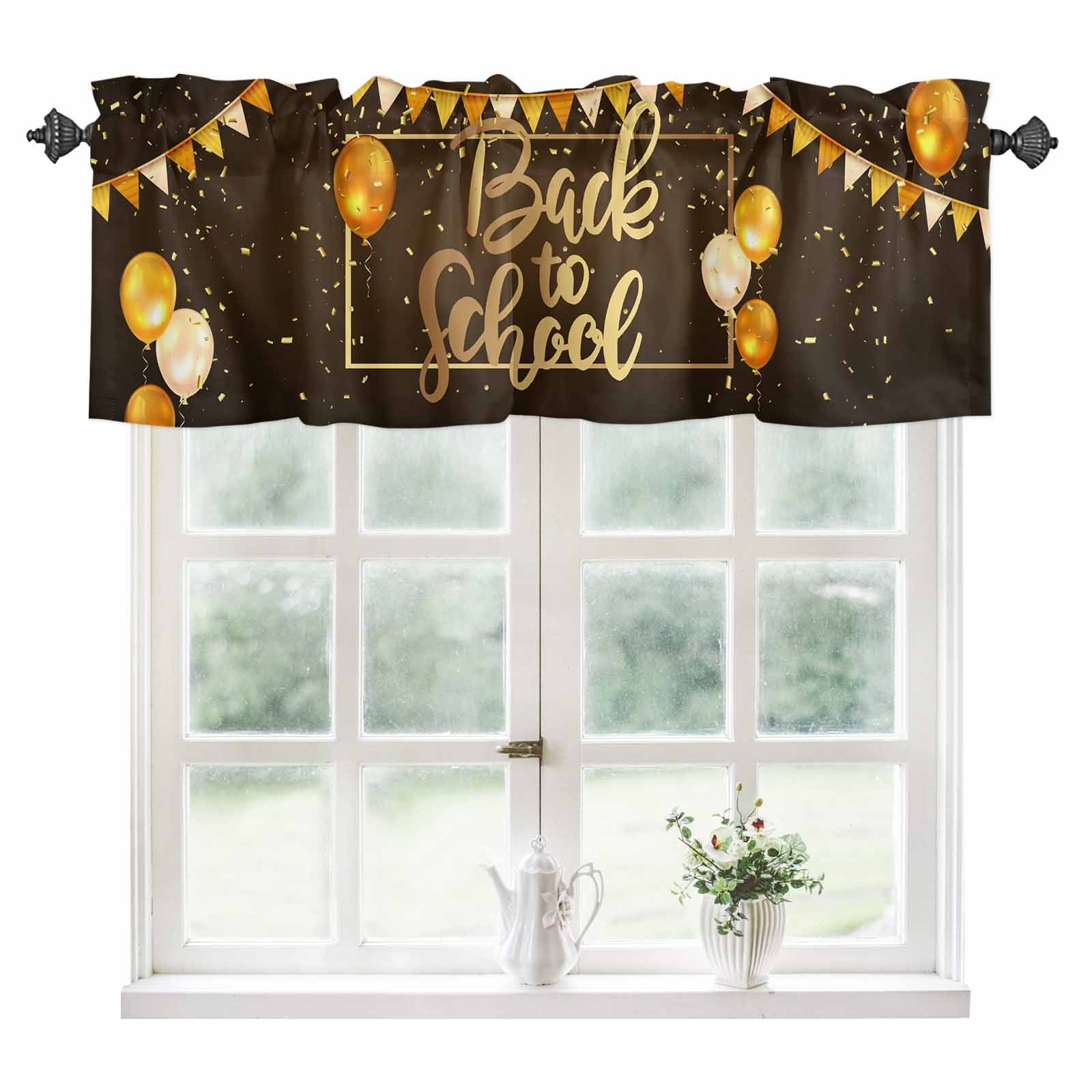 Back To School Kitchen Valances for Windows 60x18 Inch Kitchen Curtains ...