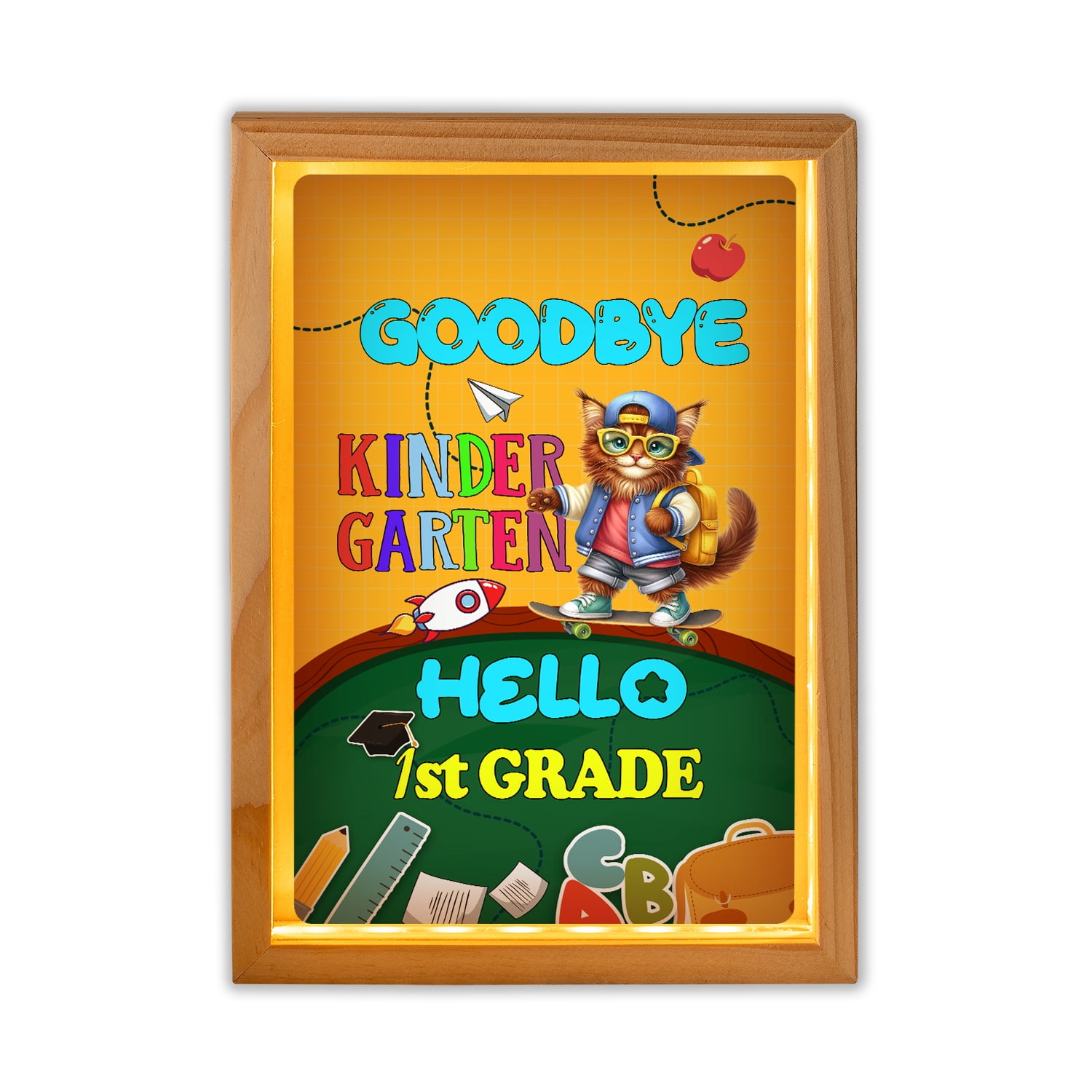 Back to School Maine Coon Goodbye Kindergarten Hello 1st Grade Acrylic ...