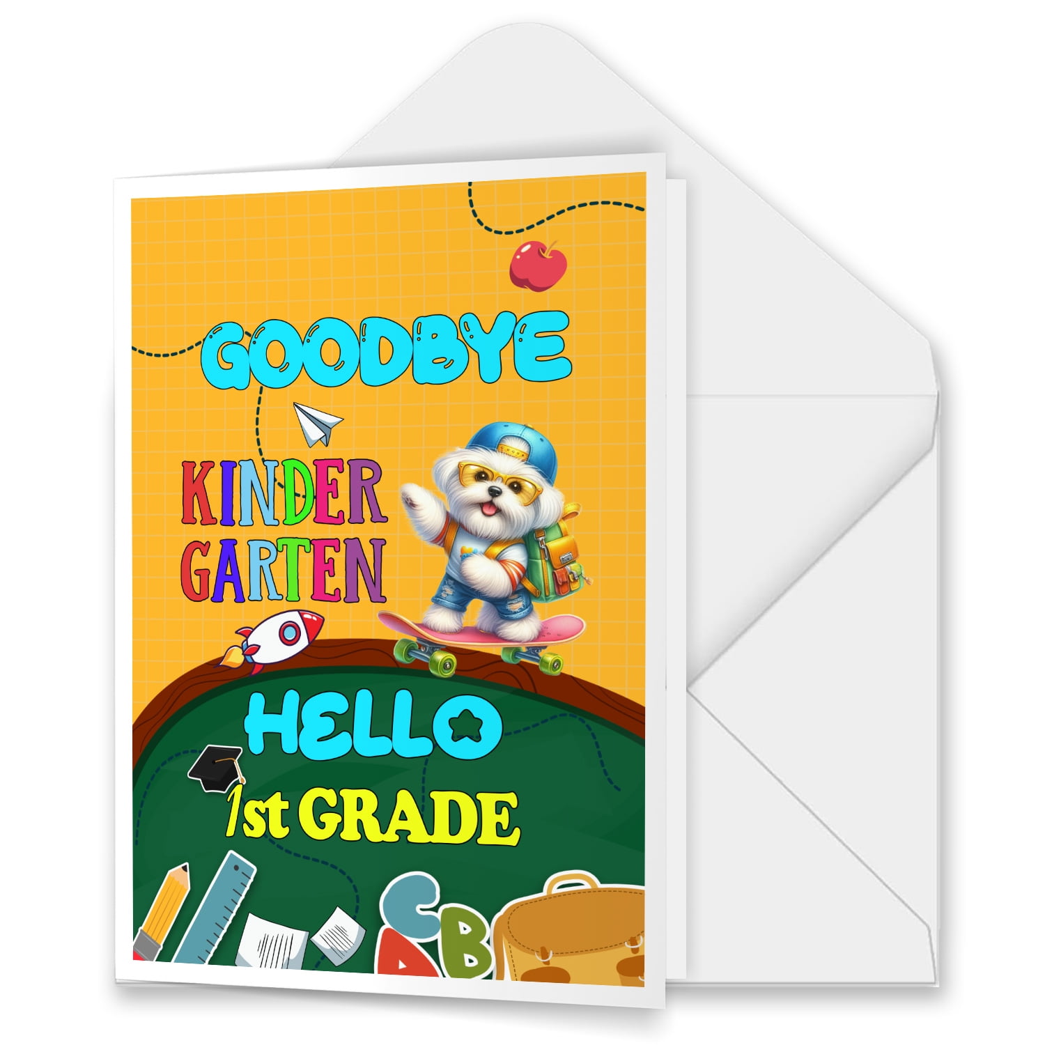 Back to School Maltese Goodbye Kindergarten Hello 1st Grade 5x7in ...