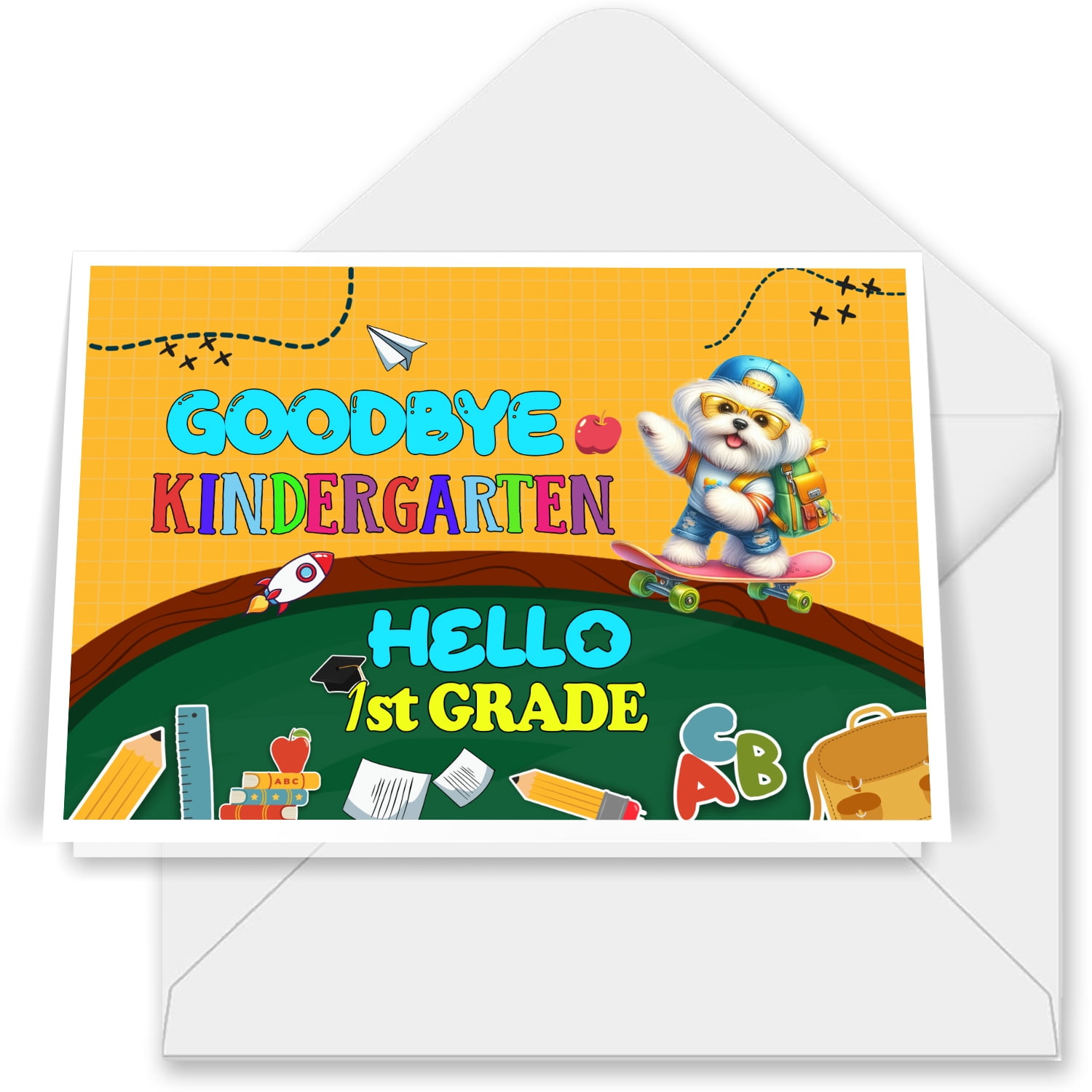 Back to School Maltese Goodbye Kindergarten Hello 1st Grade 7x5in ...