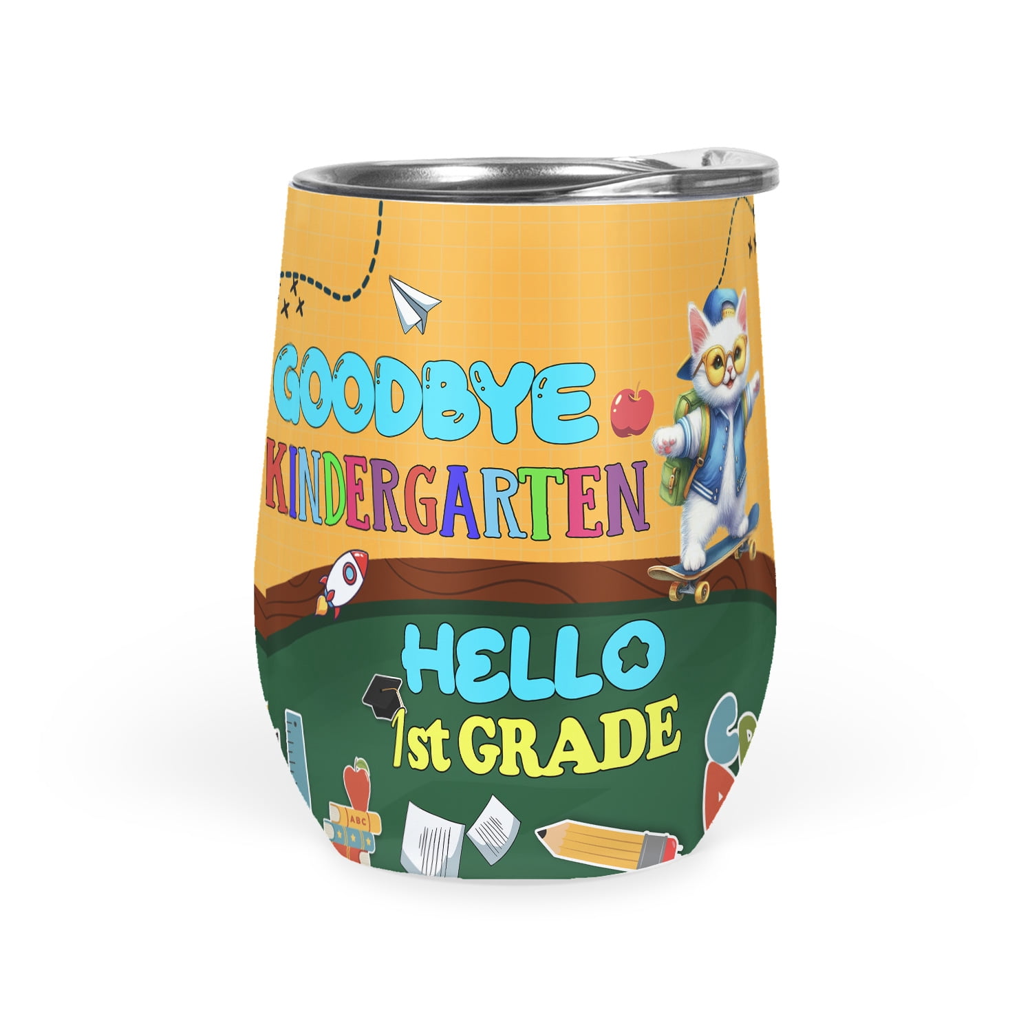 Back to School Manx Goodbye Kindergarten Hello 1st Grade 12oz Stainless ...