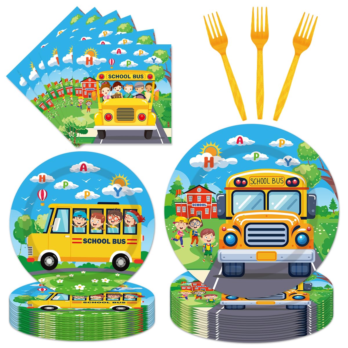 Back to School Party Decorations - AIS1 EngoEagle 96PCS School Bus ...