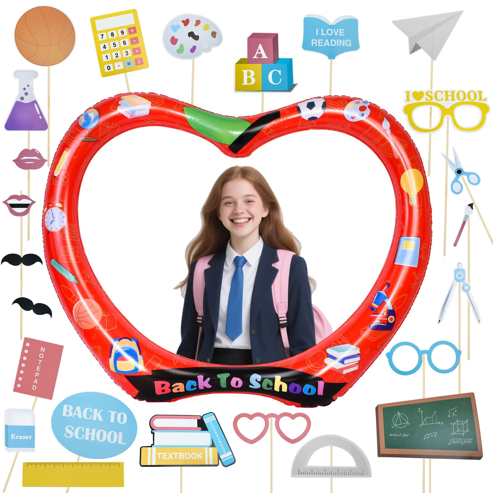 Back to School Photo Booth Frame Inflatable Apple Frame with 25pcs ...