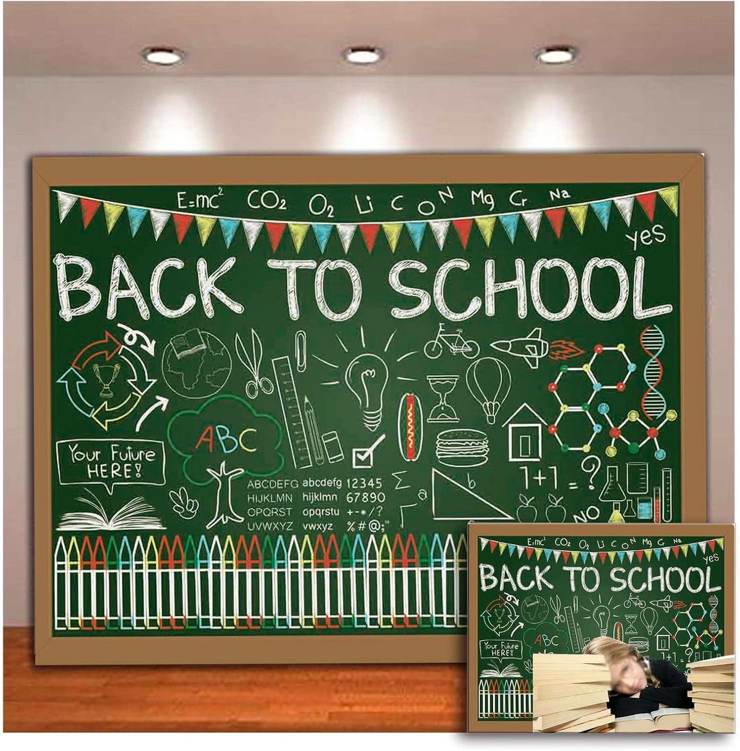 Back to School Photography Backdrops Handwritten Chalk Drawing ...