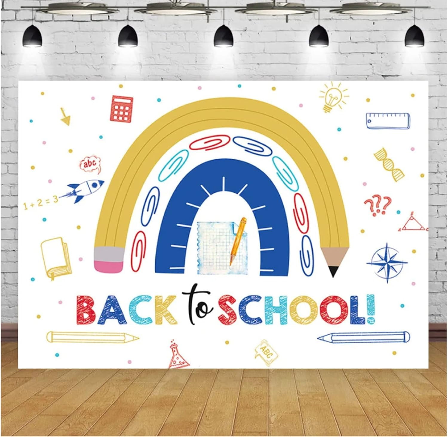 Back to School Photography Perfect Backdrop Rainbow Pen Book Math ...