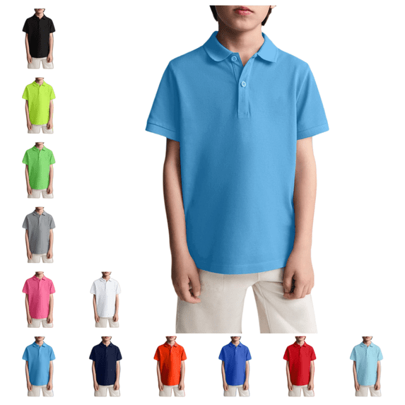 Back To School Polo Shirt for Boy Golf Tennis Quick Dry Collared Short ...