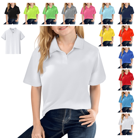 Back To School Polo Shirt for Girl Golf Tennis Quick Dry Collared Short ...