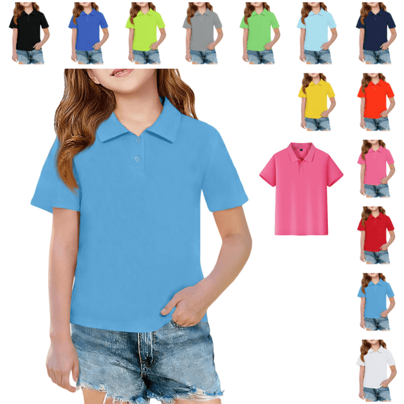 Back To School Polo Shirt Girl Golf Tennis Quick Dry Collared Short ...
