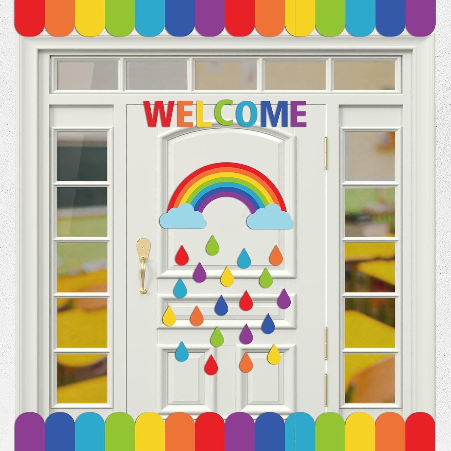 Back to School Rainbow Classroom Door Cutouts Set Bulletin Board ...