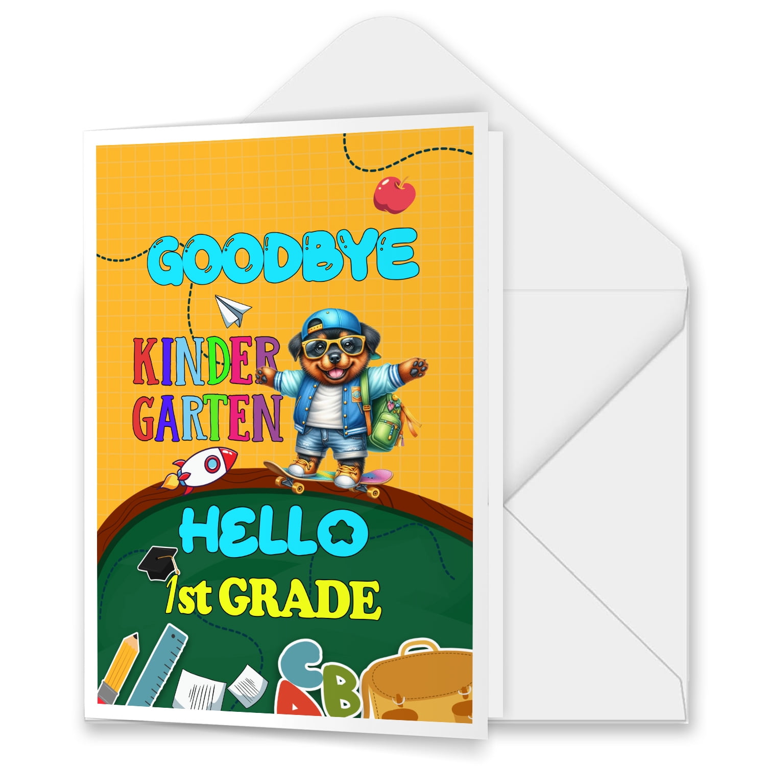Back to School Rottweiler Goodbye Kindergarten Hello 1st Grade 5x7in ...