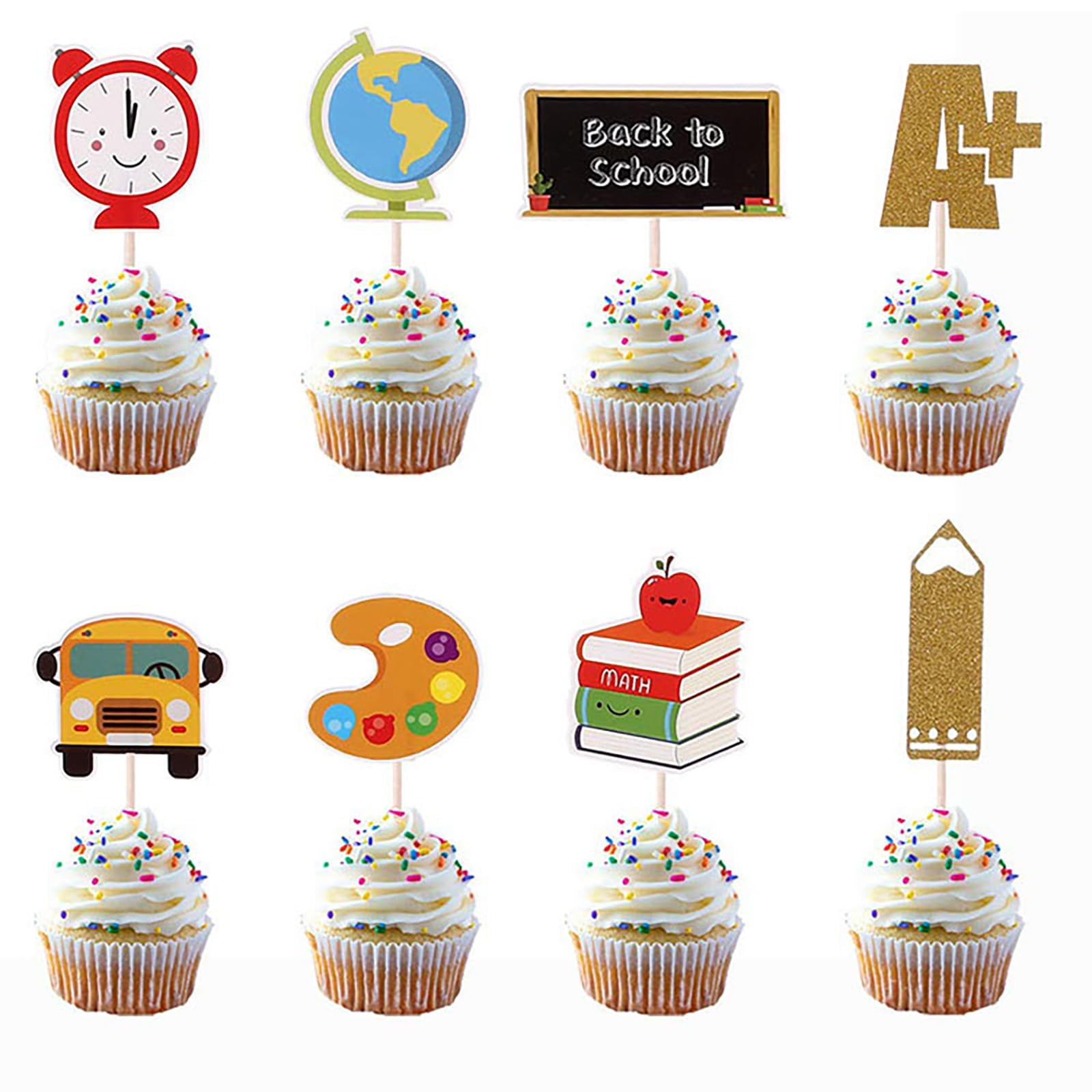 Back to School SCH4 Cake Topper sets-24Sheets First Day of School Cake ...