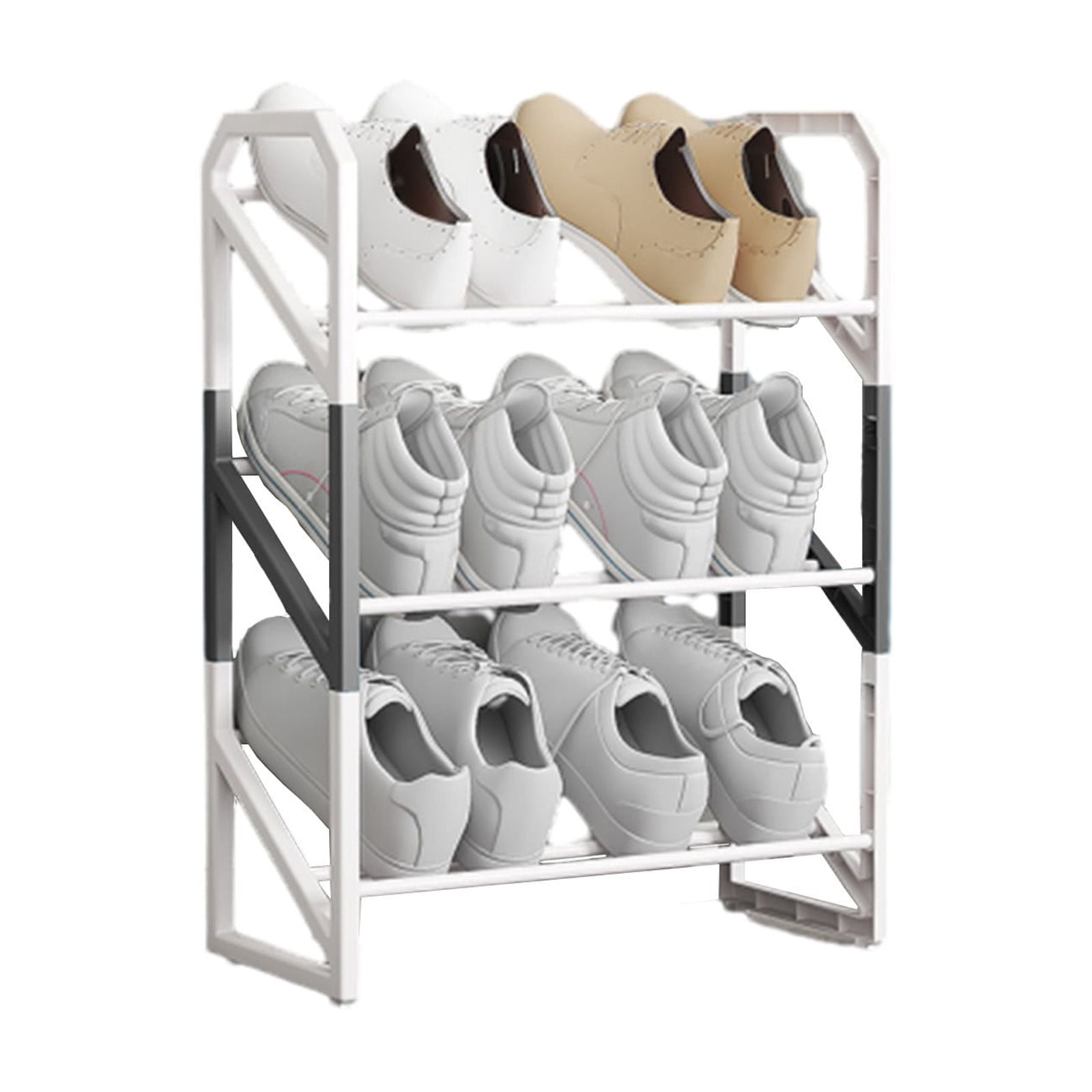 JOGZMZ 3 Tiers Shoe Rack, 6 Pairs Shoe Organizer for Entryway ...