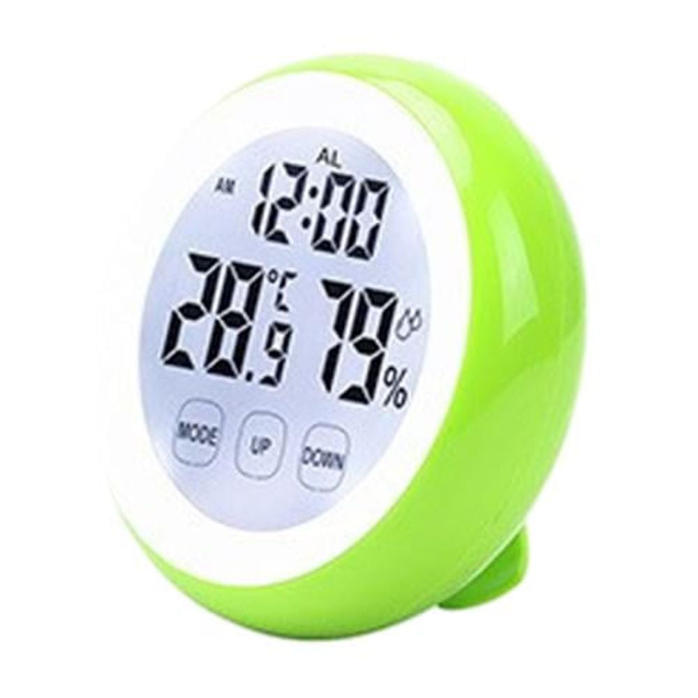 JOGZMZ Thermometers Touched Screen Alarm Clock Round Desk Clock ...