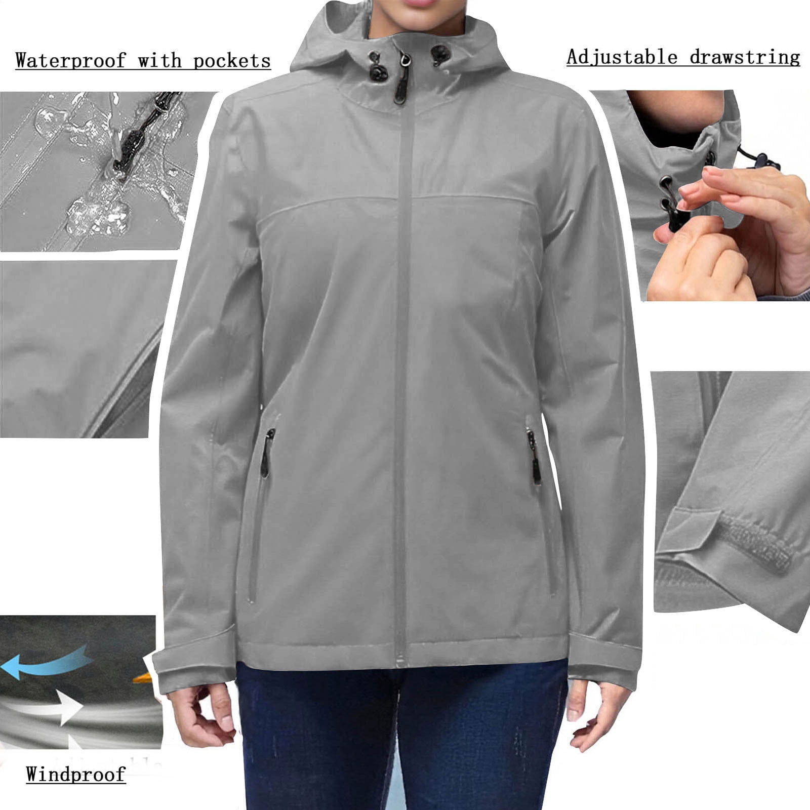 Back to School Savings Pohista My Items Rain Jacket Women Waterproof ...