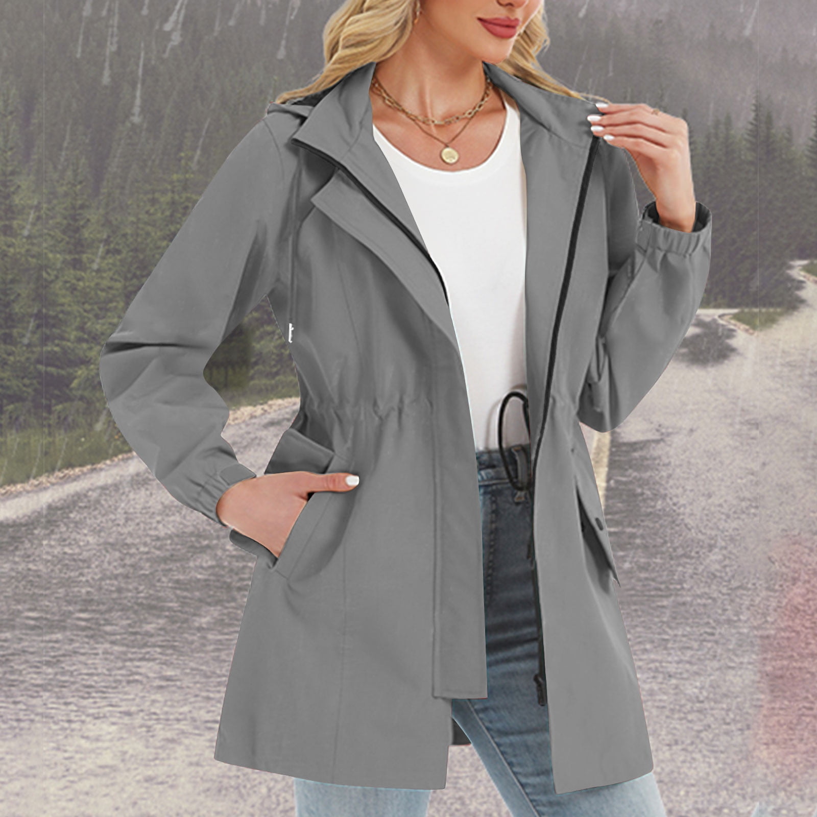 Pohista My Items Rain Jacket Womens Waterproof with Hood Womens Jackets ...