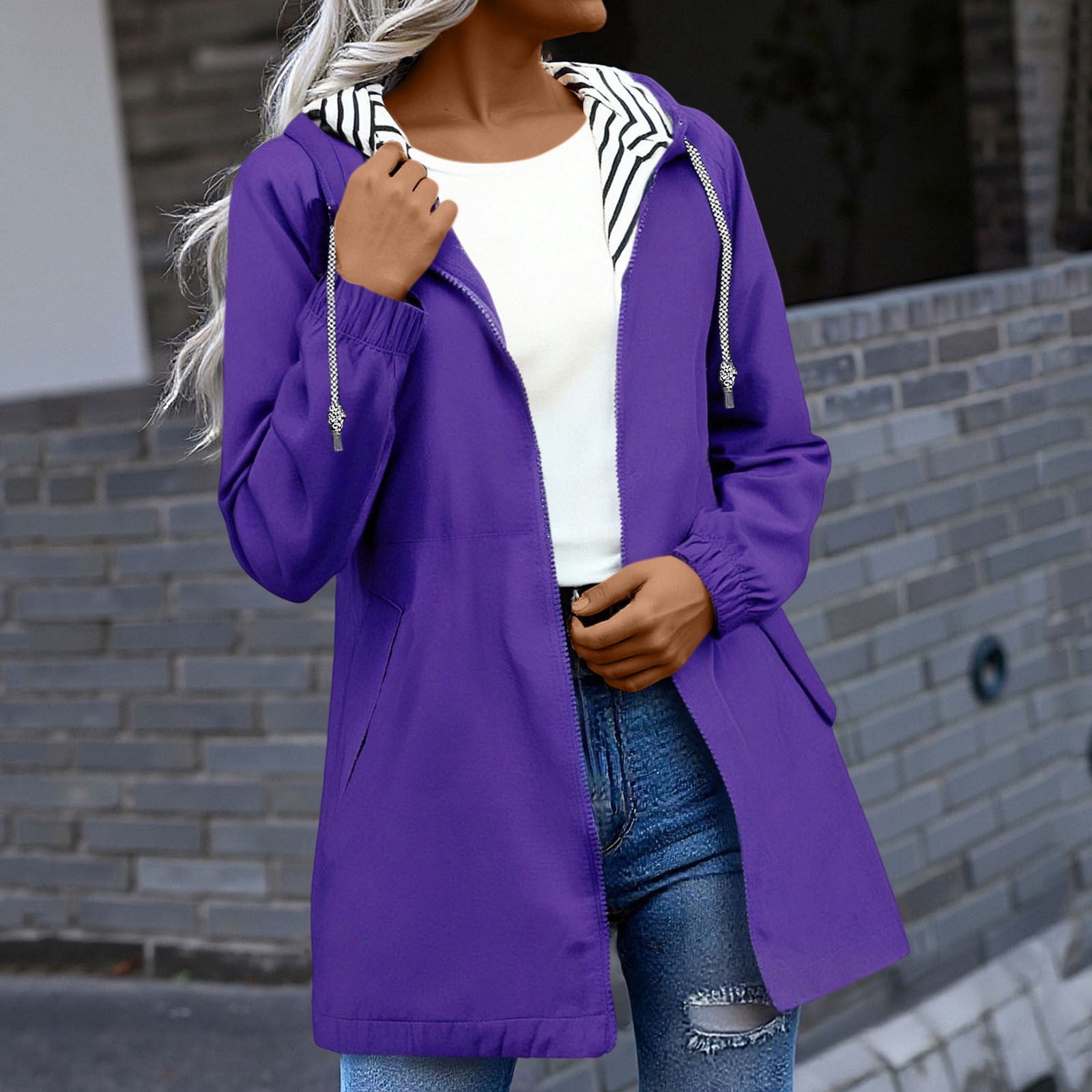Pohista My Items Women rain coats with hood waterproof lined Spring ...