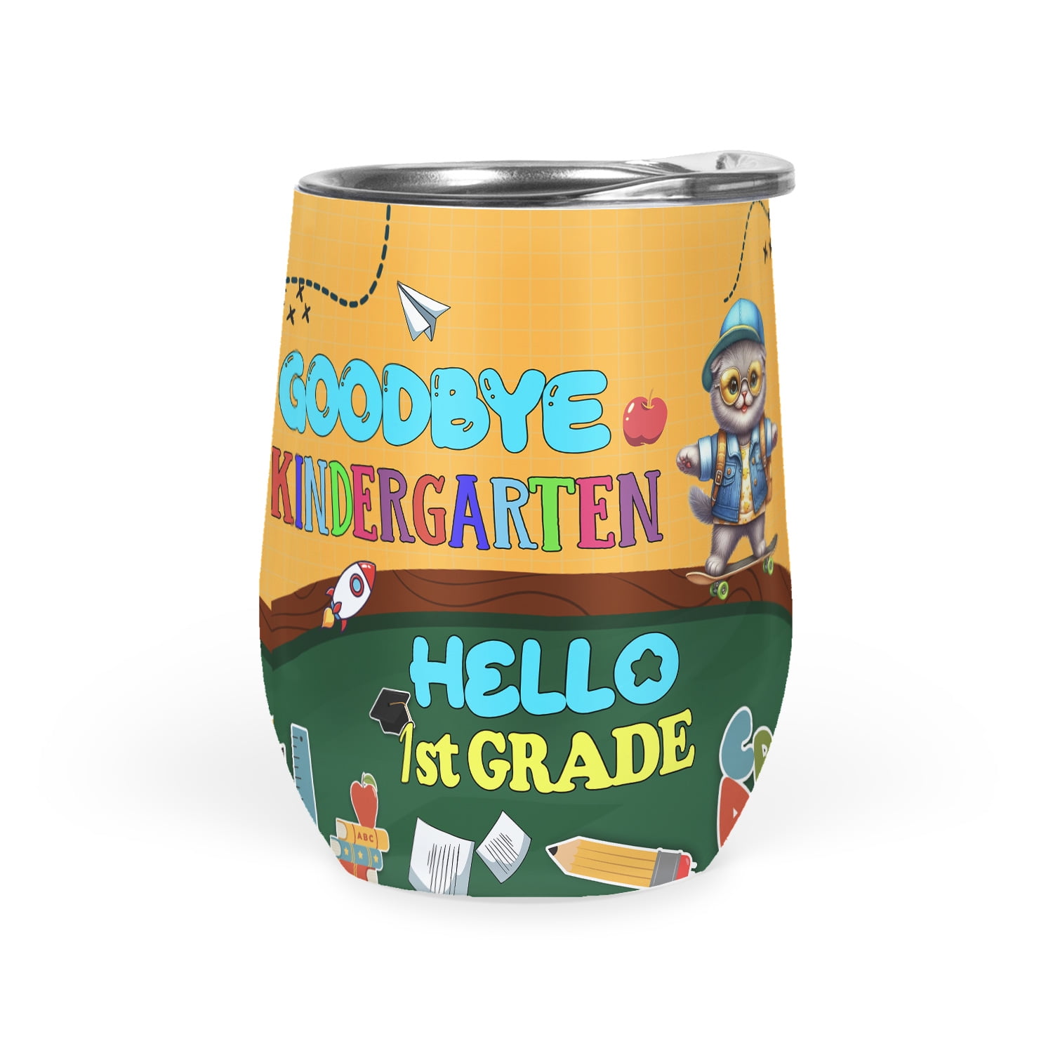 Back to School Scottish Fold Goodbye Kindergarten Hello 1st Grade 12oz ...