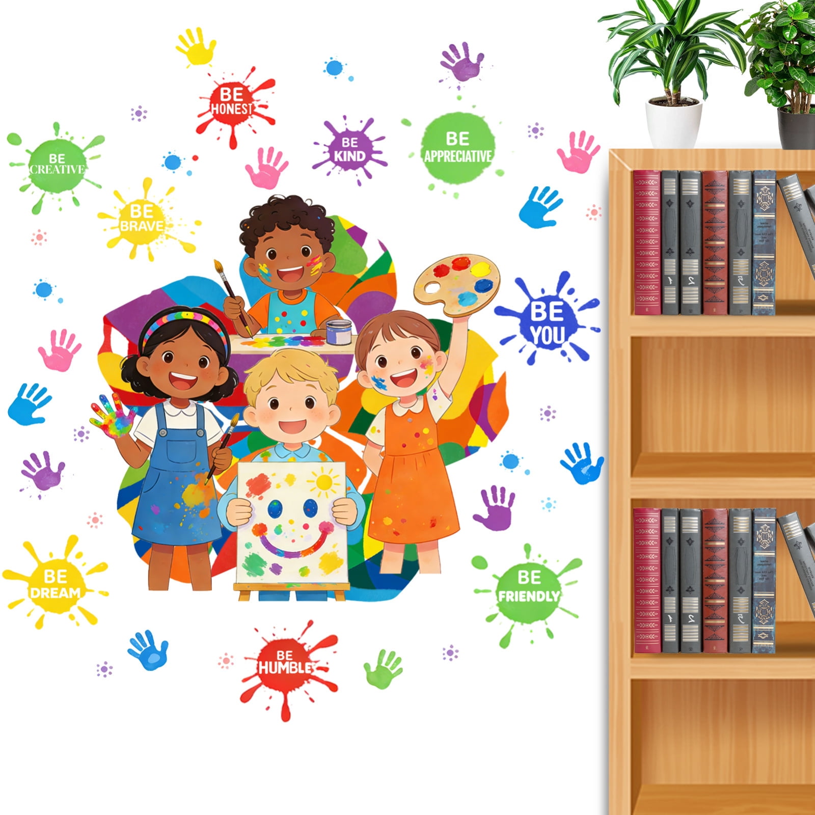 Back to School Wall Stickers - Cartoon Educational Themed Removable ...