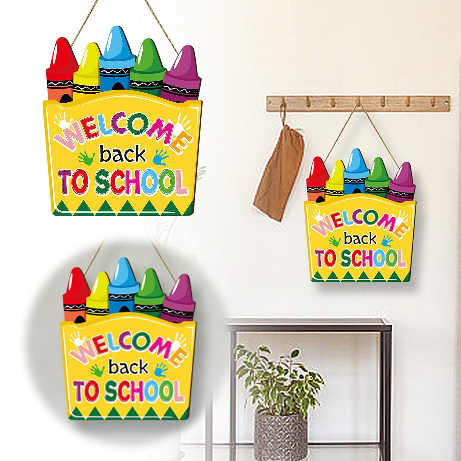 Back To School Wooden Door Sign Cute Crayon Decorative Sign Suitable ...