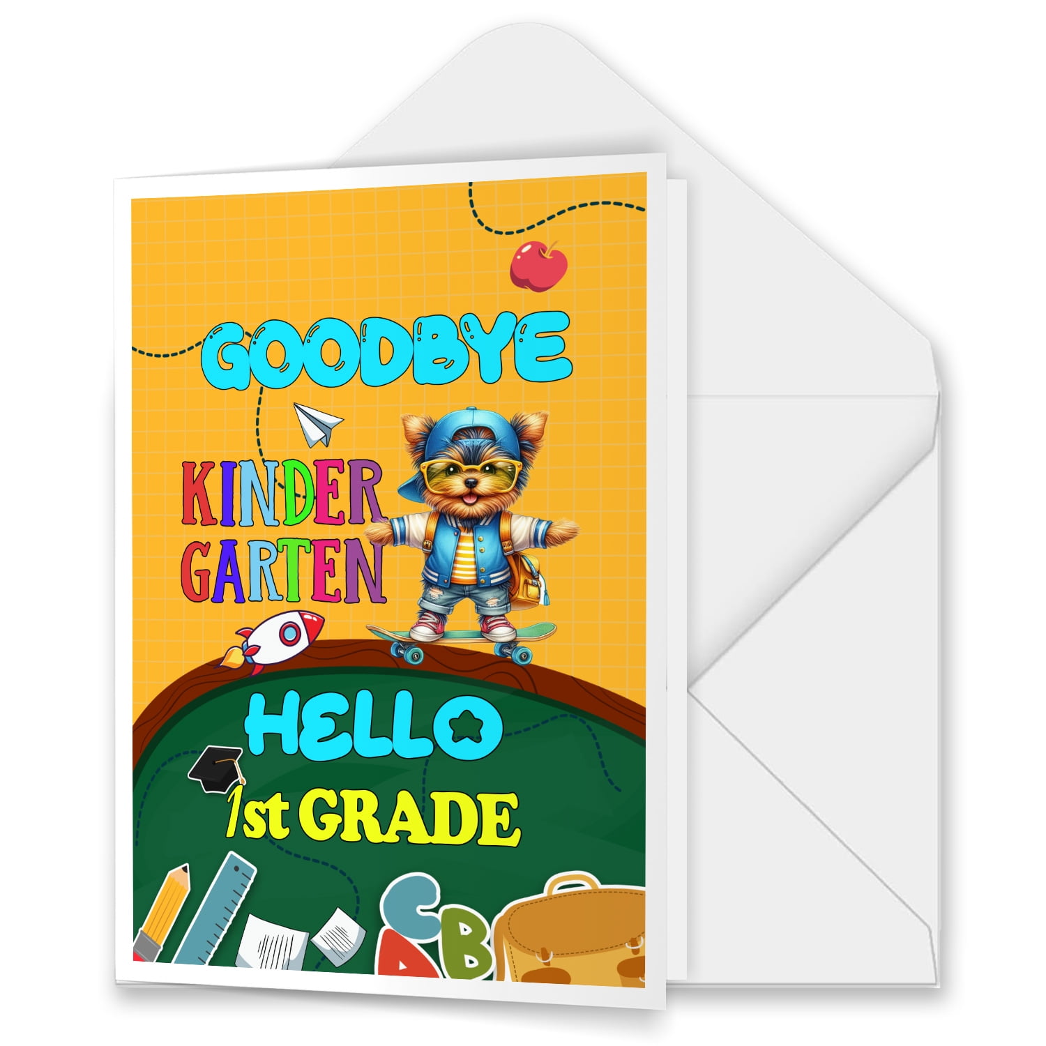 Back to School Yorkshire Terrier Goodbye Kindergarten Hello 1st Grade ...