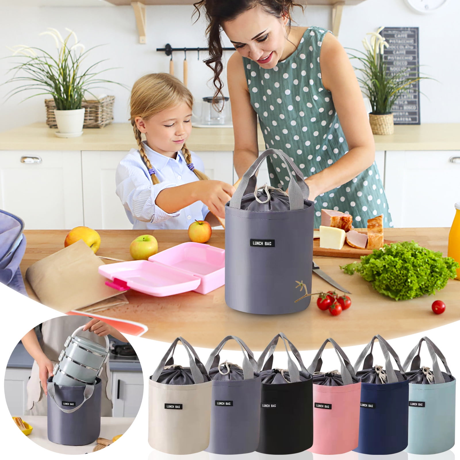 Back to School! mtvxesu Insulated Lunch Bag, Cylinder Insulation Lunch ...