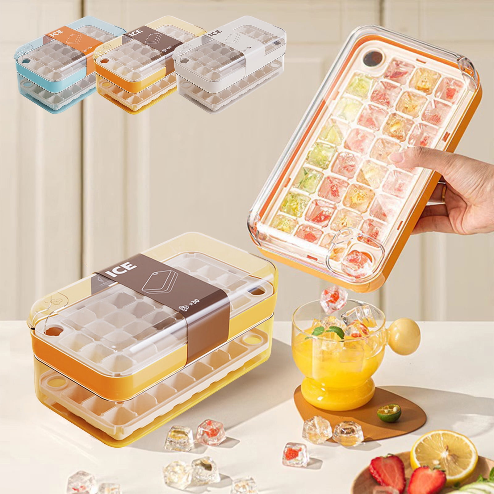 mtvxesu Silicone Molds for Food, Ice Tray Ice Molds with Lid and Bin ...