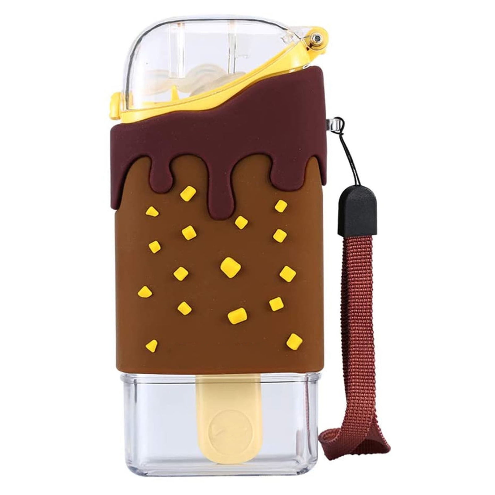 mtvxesu Water Cup, Beautiful Plastic Ice Cream Bottle with Straw Strap ...