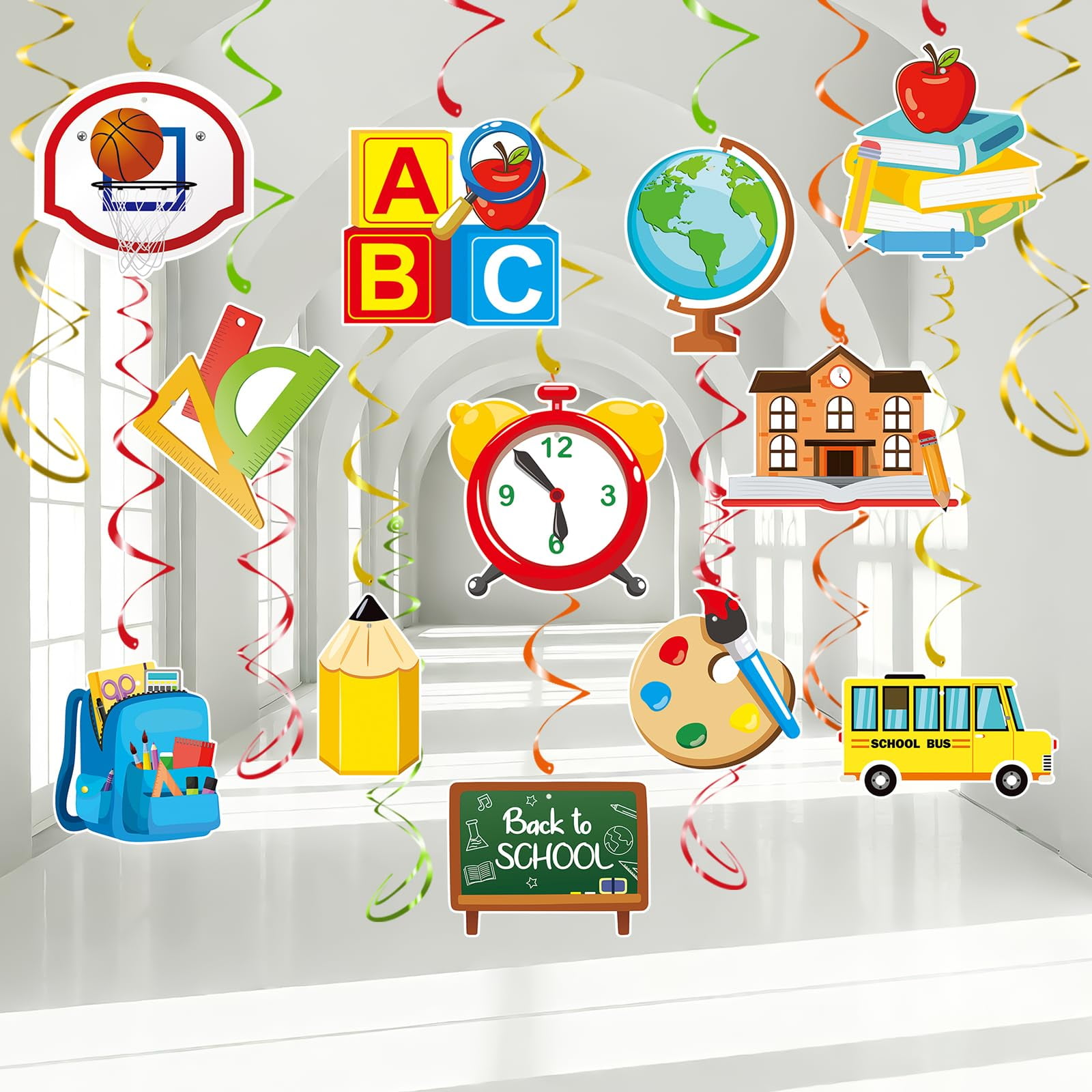 Back to SchoolTRDN Hanging Swirls Decorations Pack of 30, Day of School ...