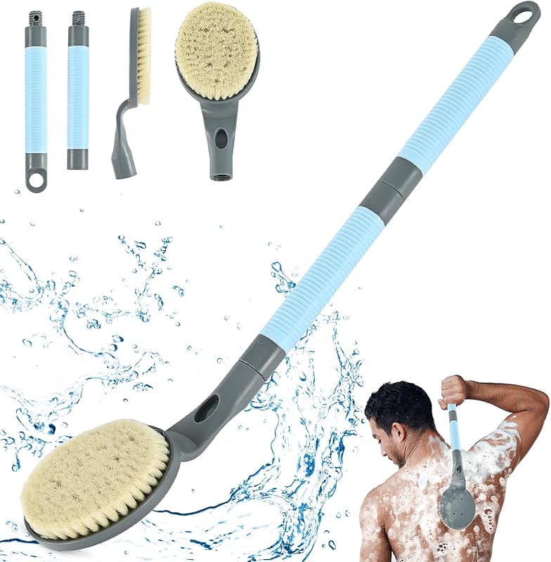 Back Scrubber Anti Slip for Shower, 21.7” Detachable Back Bath Brush ...