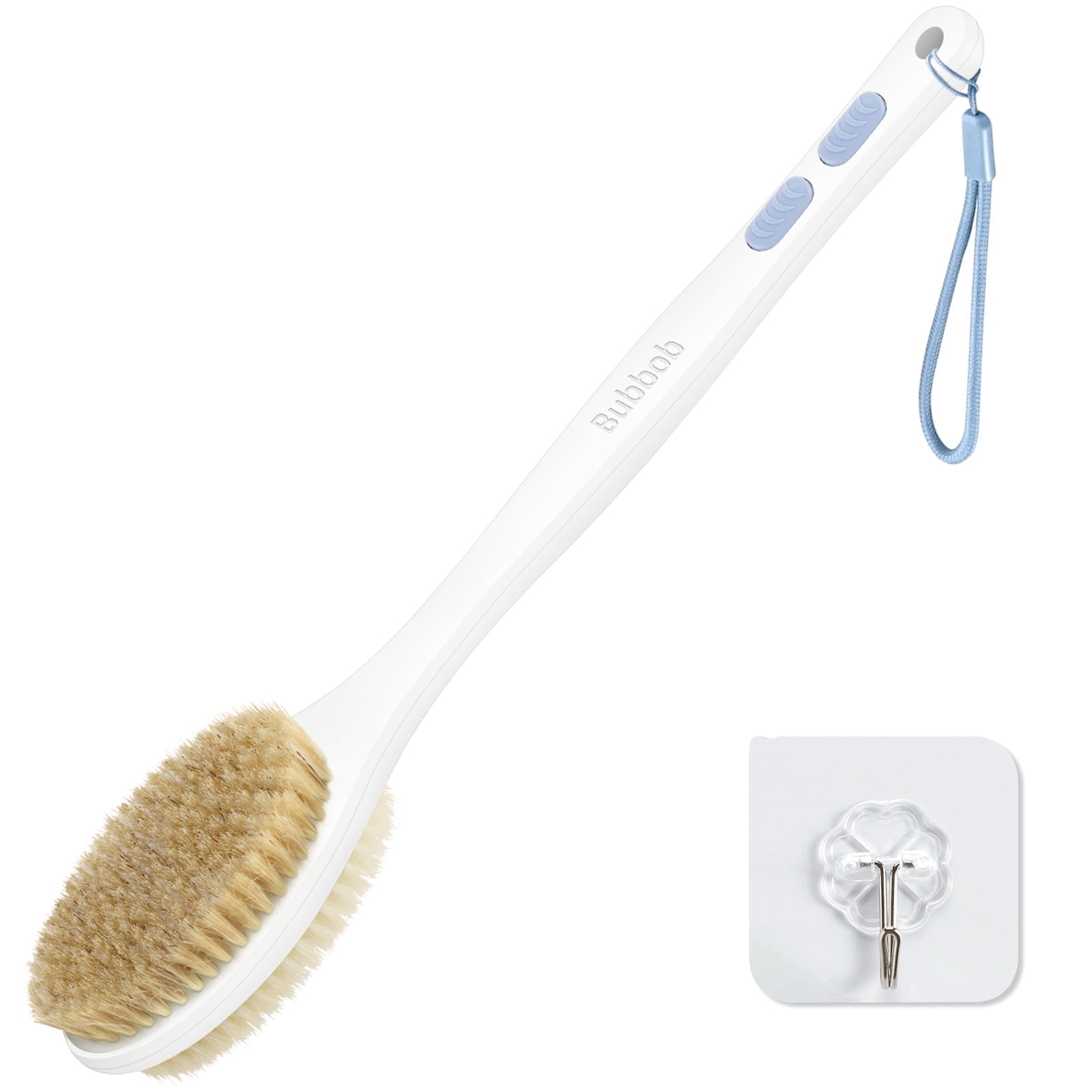 Bubbob Long Handle Shower Back Scrubber with Double-Sided Bristles 17 ...