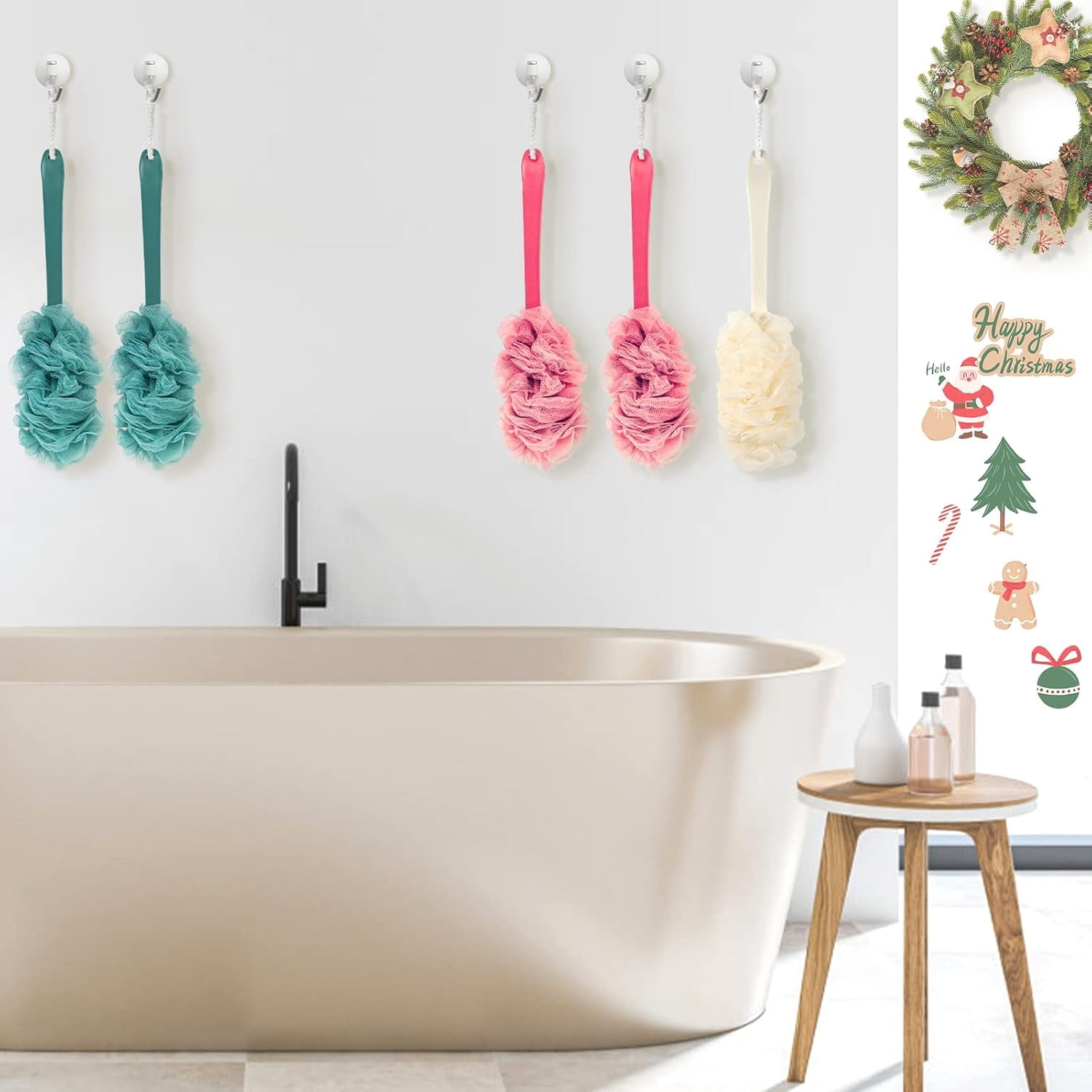 Back Scrubber, Loofah on a Stick Shower Brush Exfoliating Body with ...