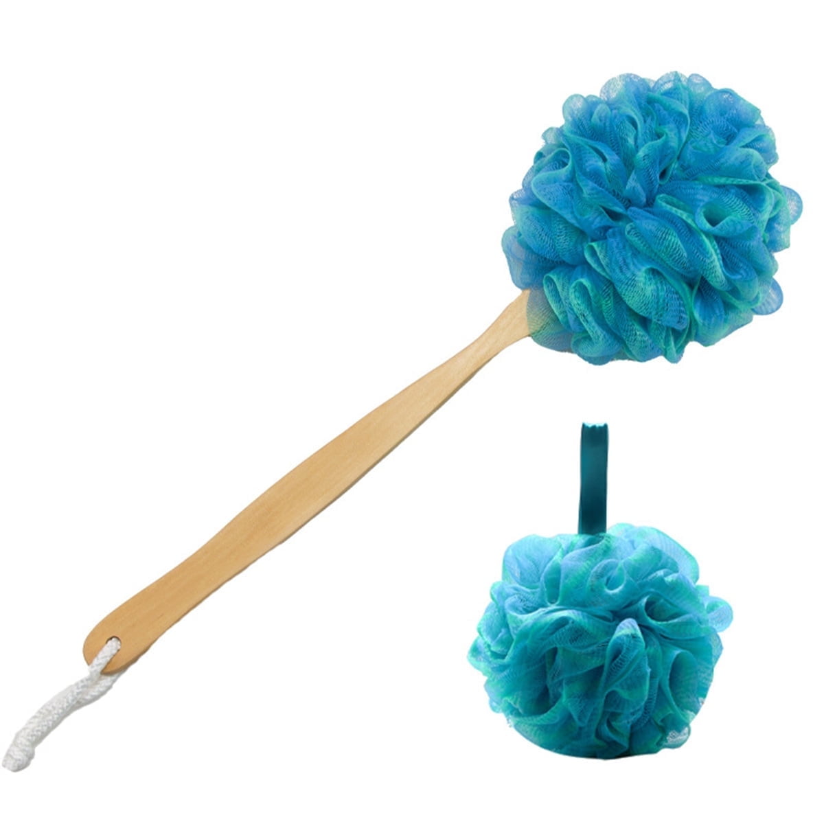 Back Scrubber Shower Loofah, Mesh Poufs and Shower Sponge Brush with ...