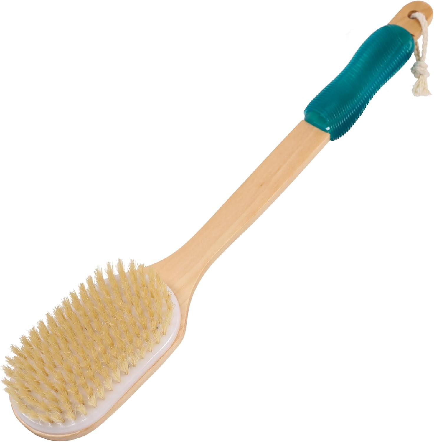 Back Scrubber for Shower,Stiff Boar Bristles Wooden Curved Long Handle ...