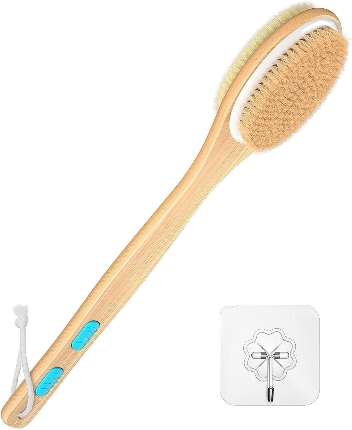 Back Scrubber for Shower, Long Handle Dual-Sided Shower Brush with Soft ...