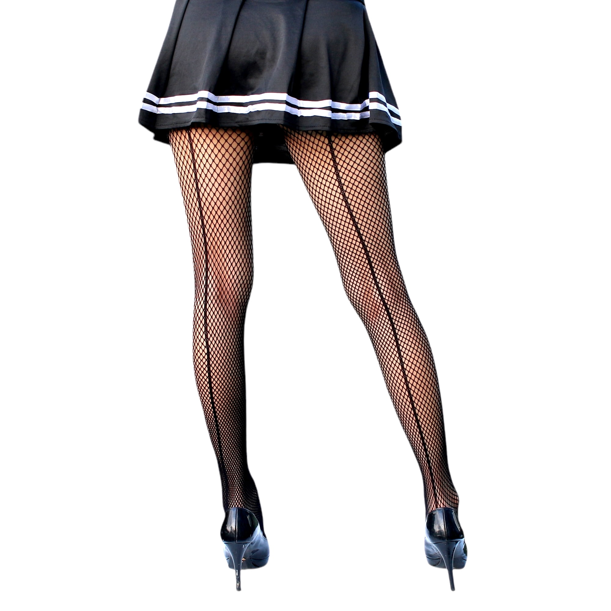 Back Seam Fishnet Pantyhose Vintage Vertical Line Stockings Sheer ...