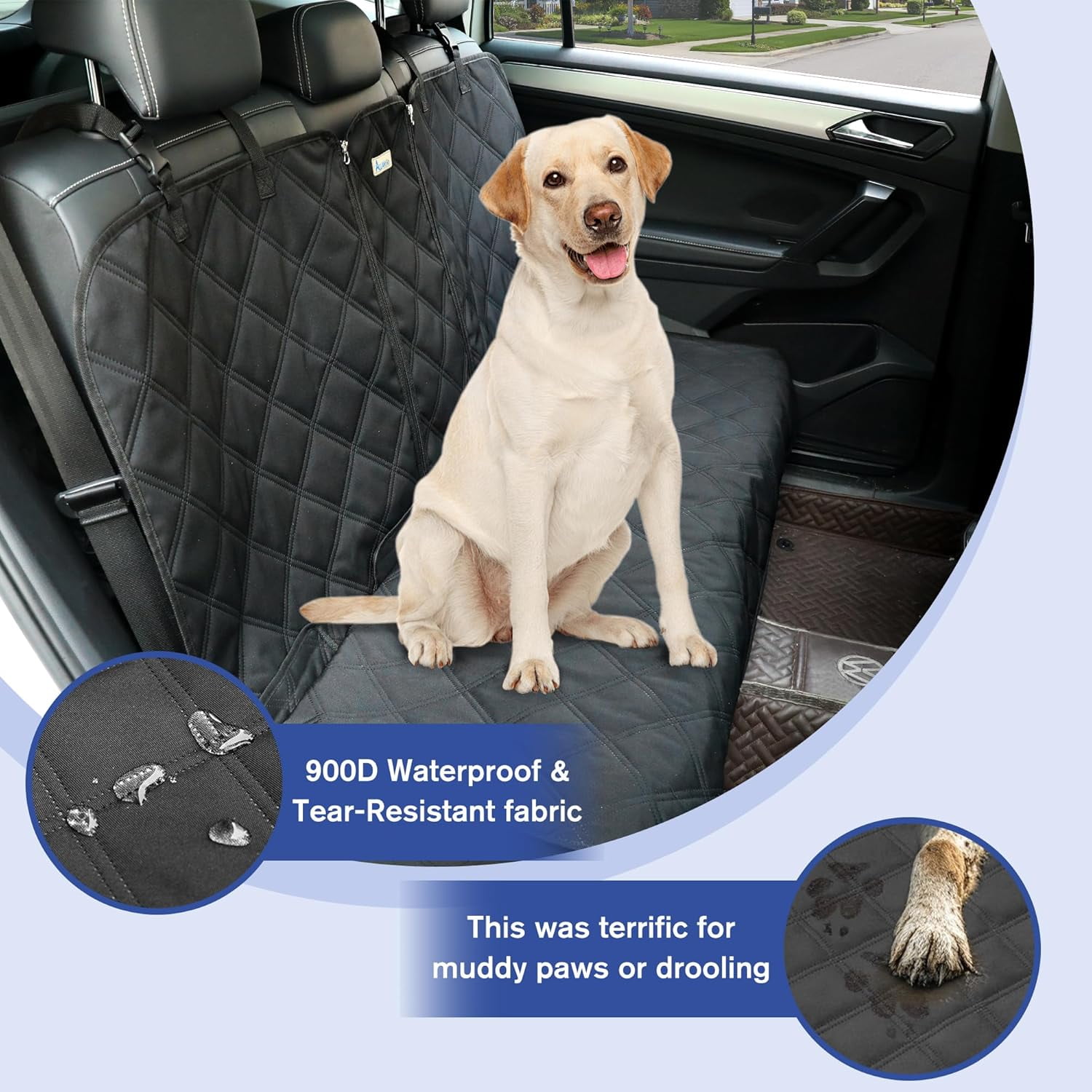 Back Seat Cover for Cars/Trucks/SUVs + 2-Pack Dog Car Door Protector ...