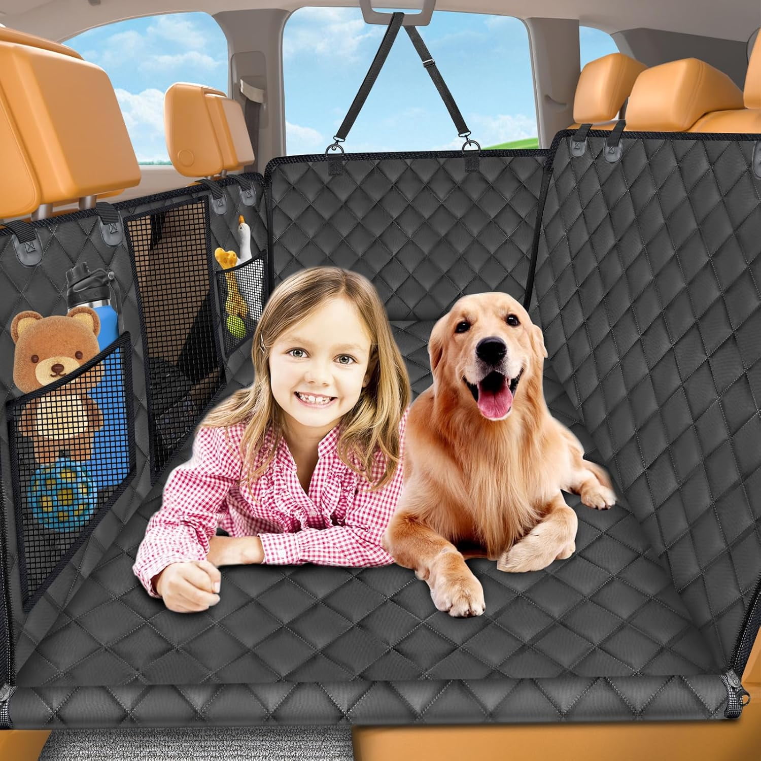 Back Seat Extender for Dogs - Hard Bottom Dog Car Seat Cover Holds ...