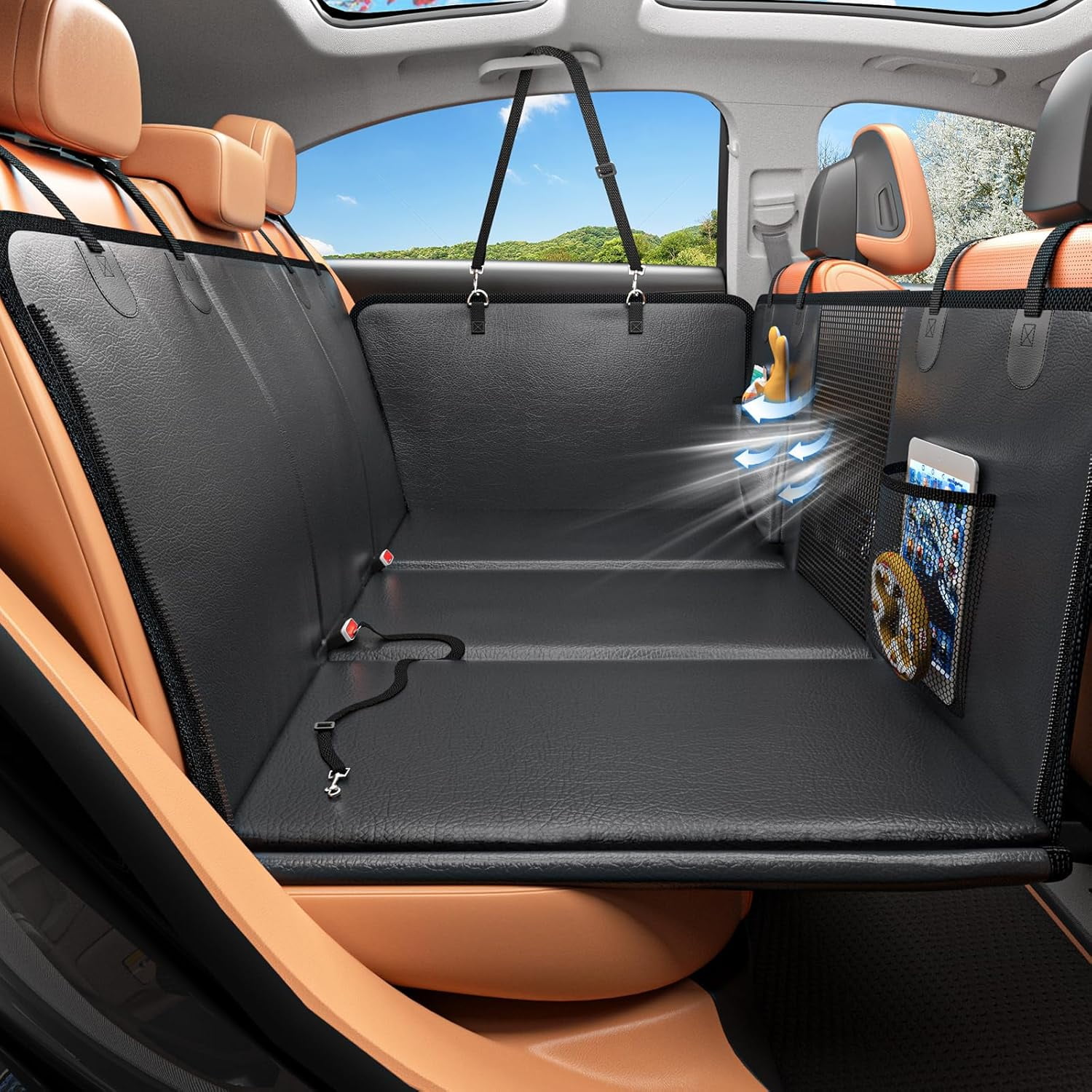 Back Seat Extender for Dogs, PU Leather Dog Car Seat Cover for Back ...
