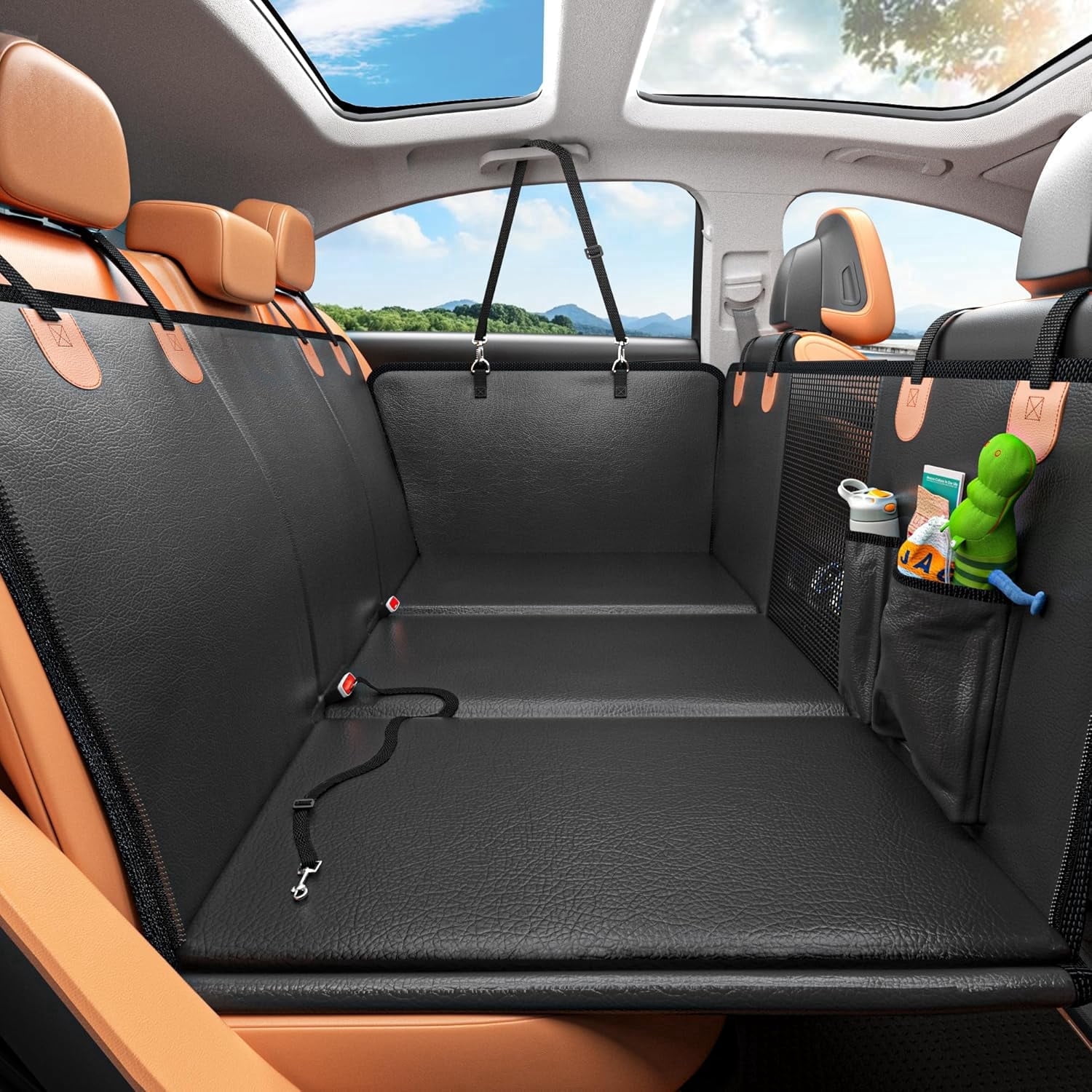 Yileqi Back Seat Extender for Dogs, Waterproof Car Seat Cover with Hard ...