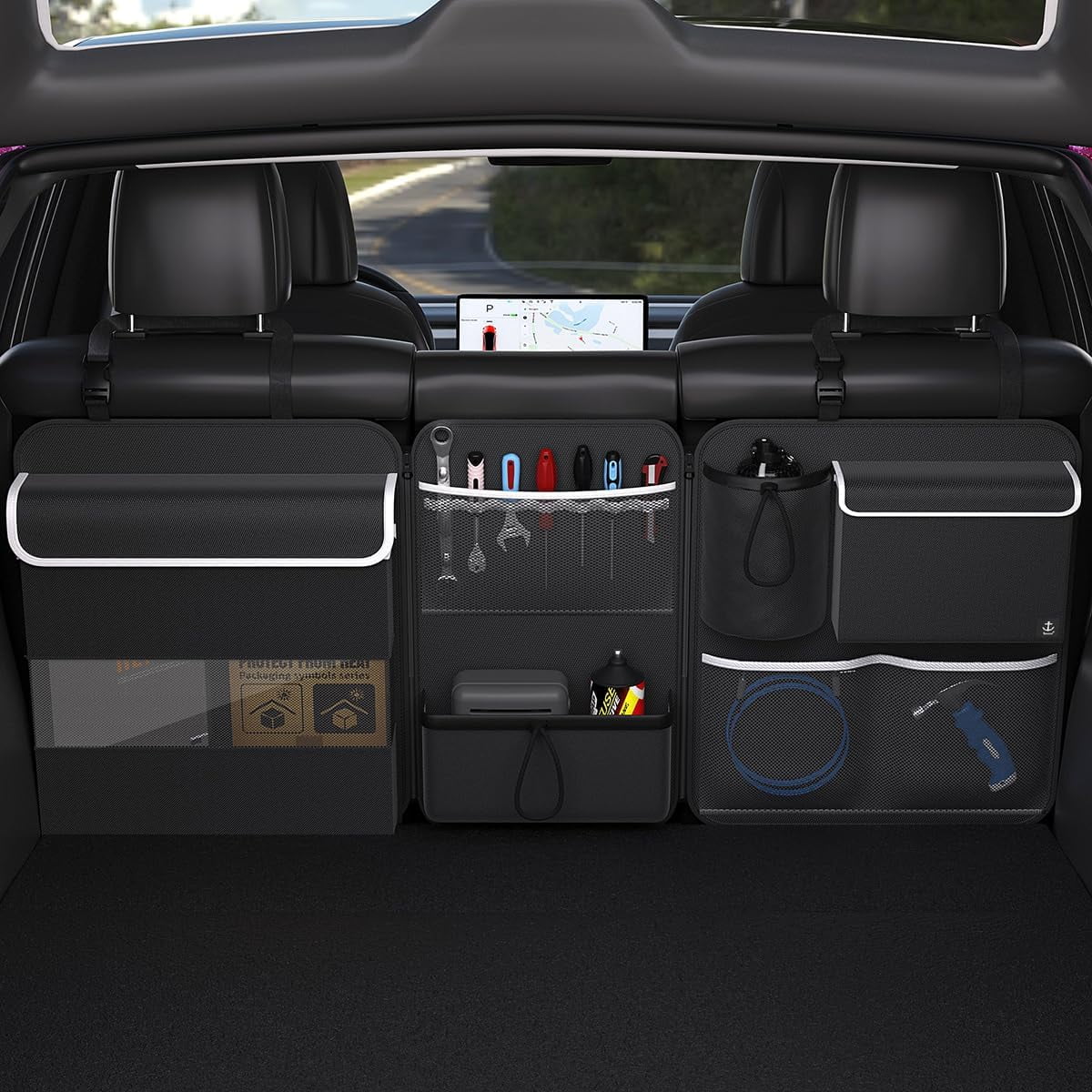 Back Seat Trunk Organizer Hanging Car Organizer Trunk Foldable Cargo ...