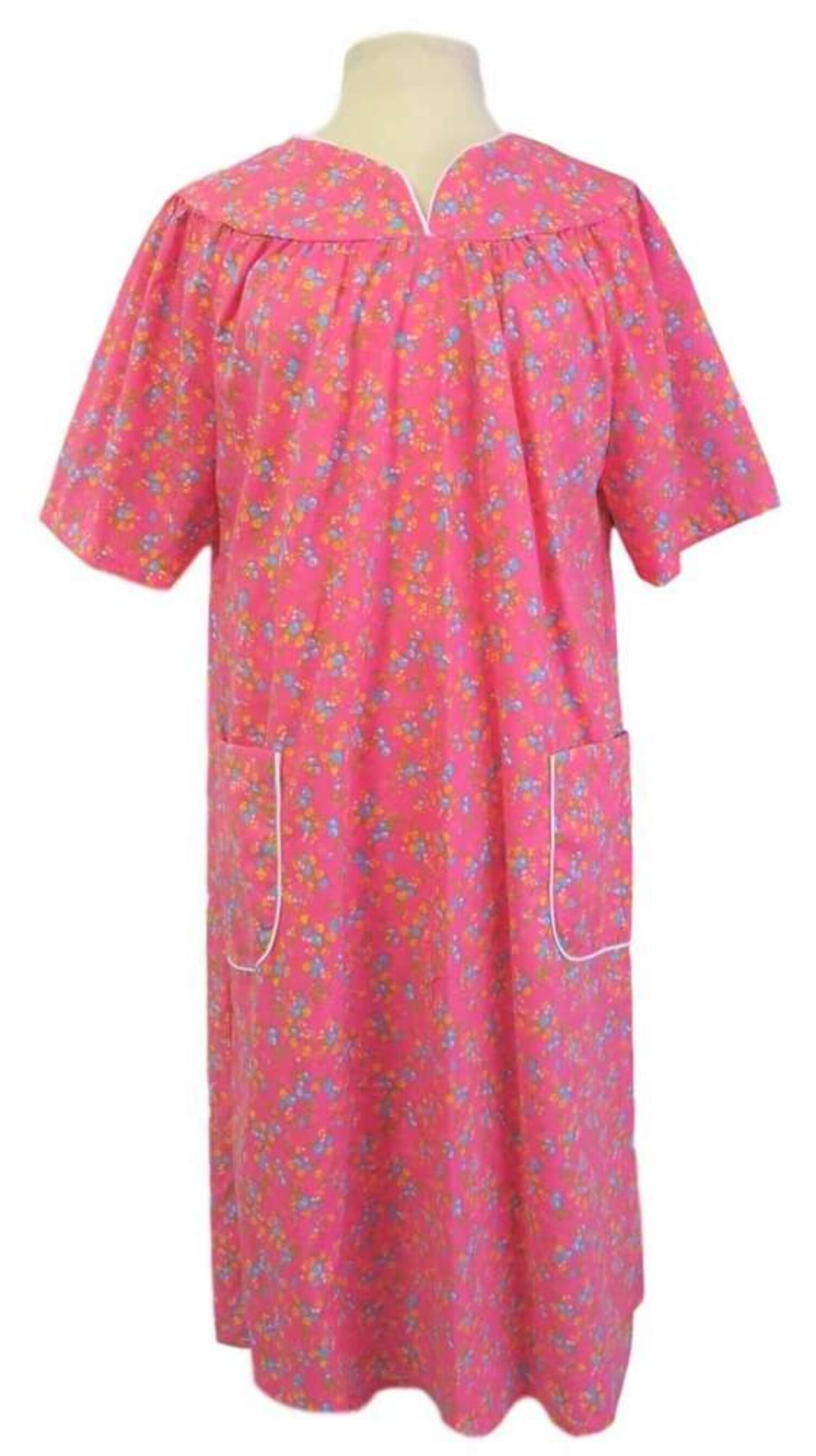 Back Snap Housecoat Duster with V-Neck - Hot Pink - Walmart.com