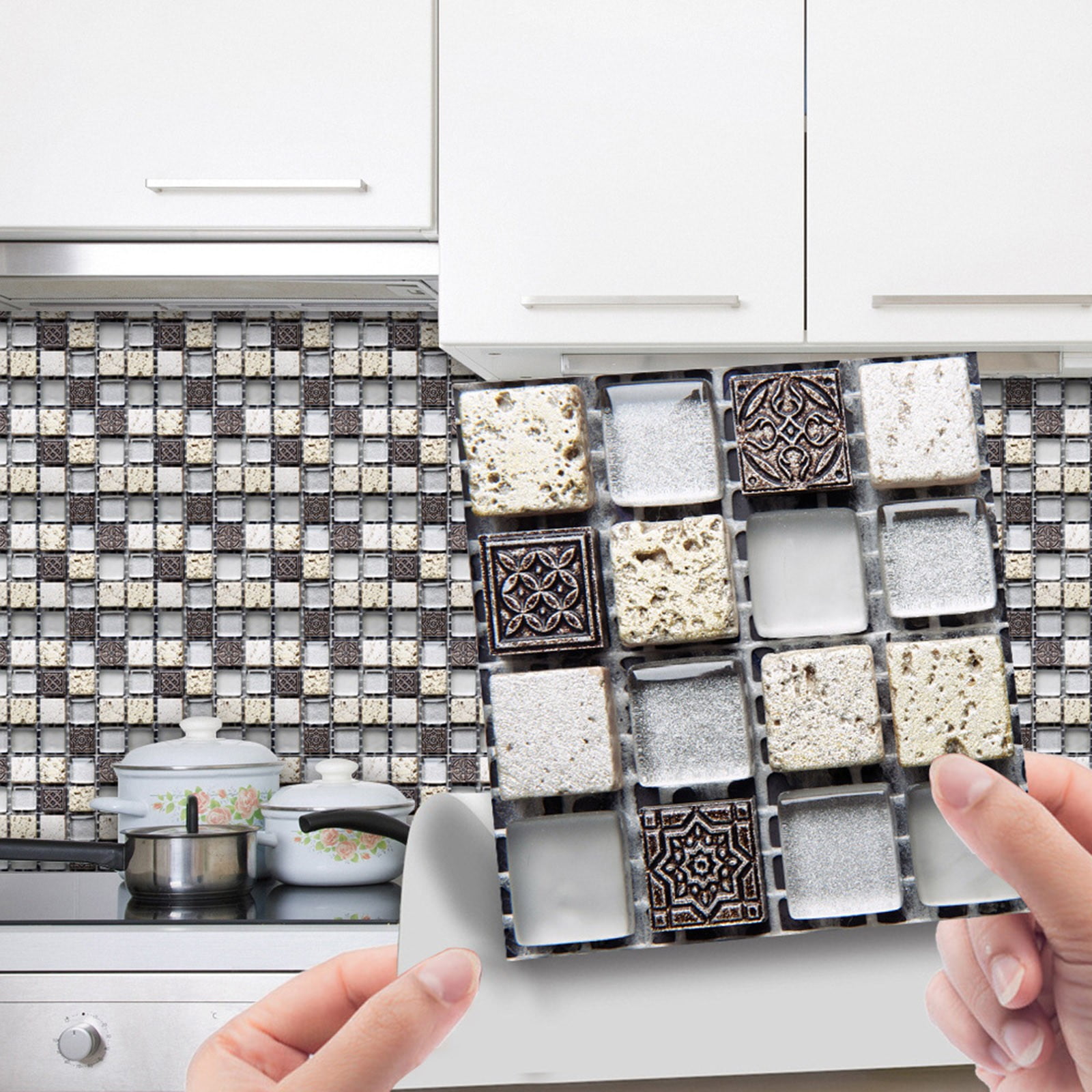 Back Splash Ideas For Kitchens 10Pc Peel And Stick Ceramic Tile Paste ...