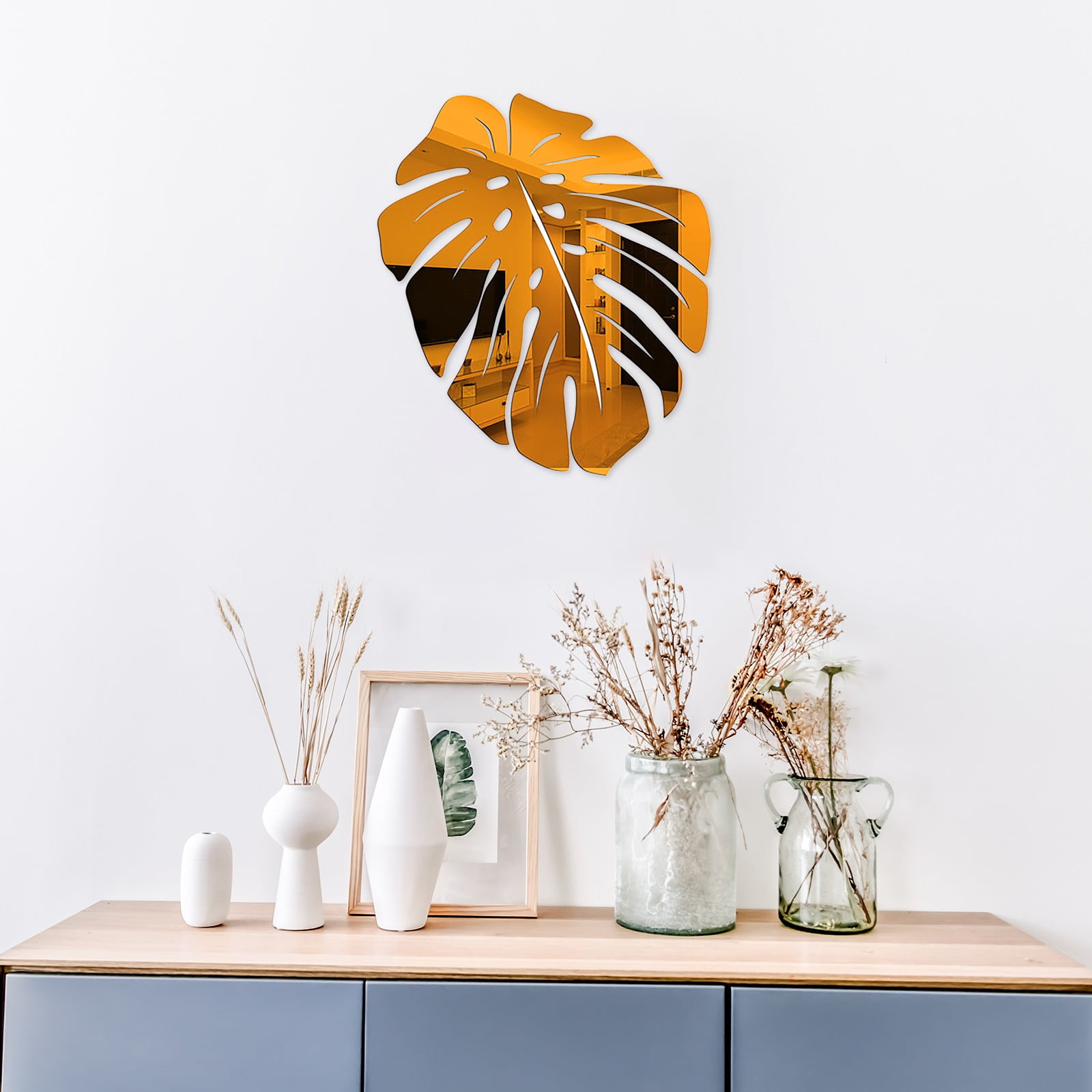 Back Splash Ideas For Kitchens 3D Mirror Leaf Flower Acrylic Mural ...