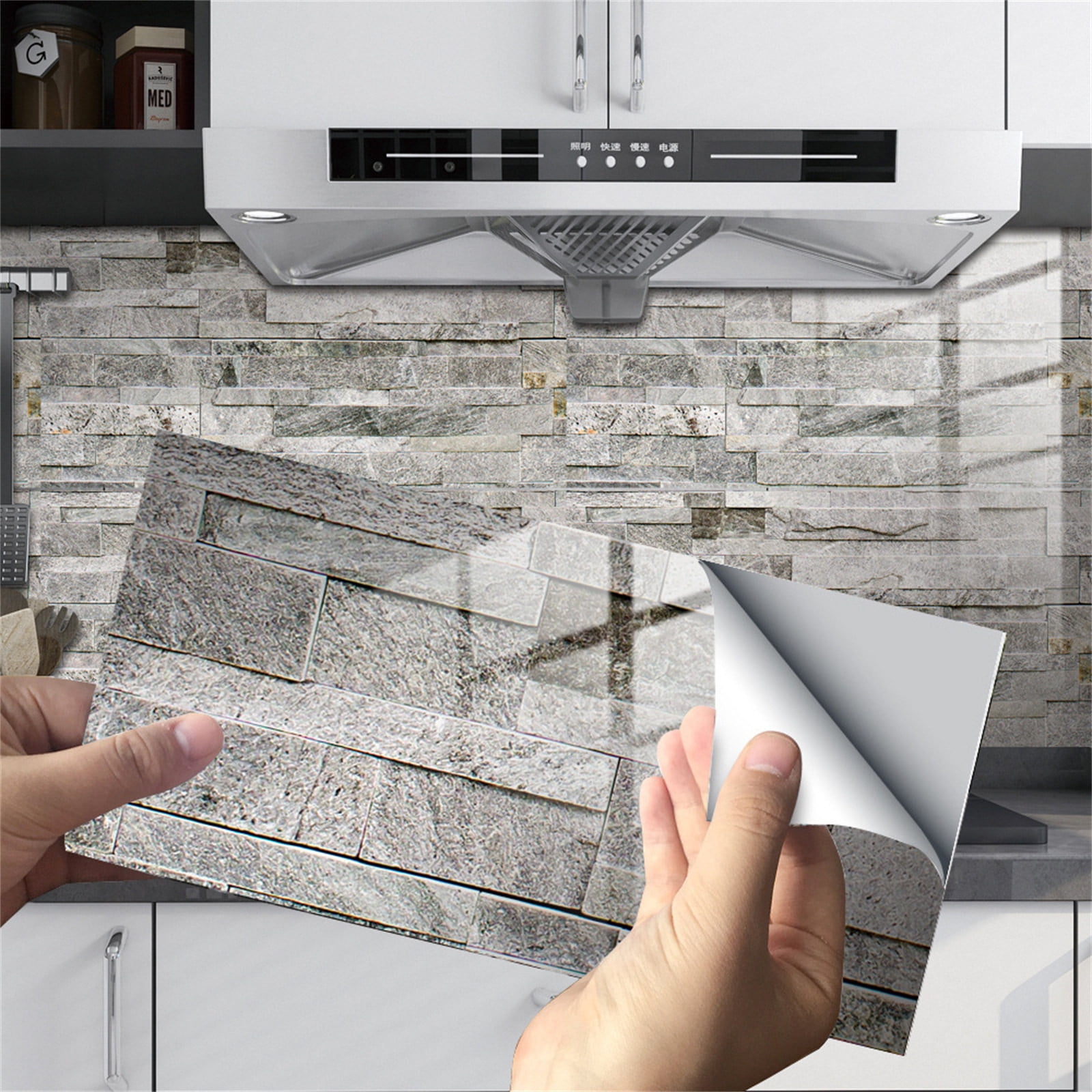 Back Splash Ideas For Kitchens 4Pcs Peel And Stick Rock M Arble Pattern ...