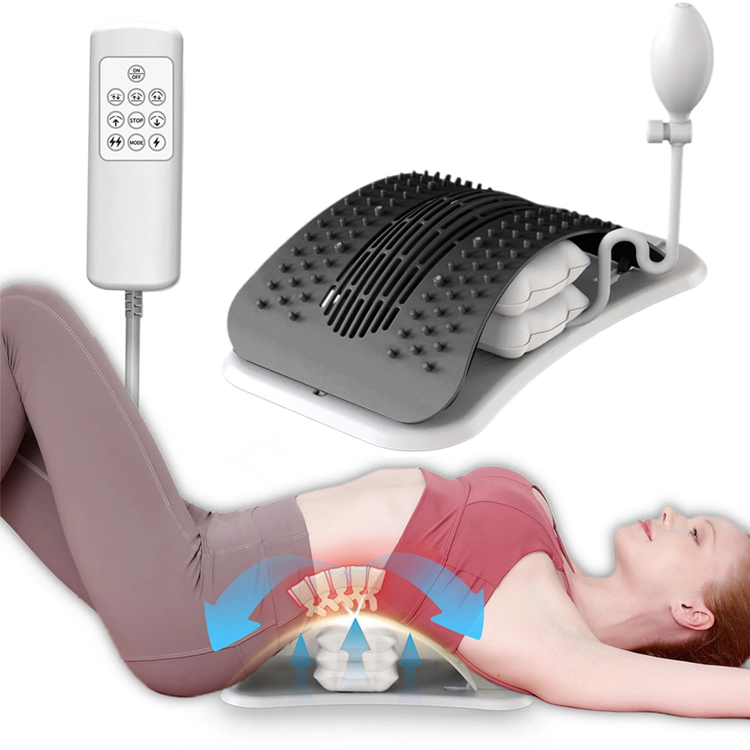 Back Stretcher with Lumbar Support, Electric Lumbar Traction Device, 15 ...