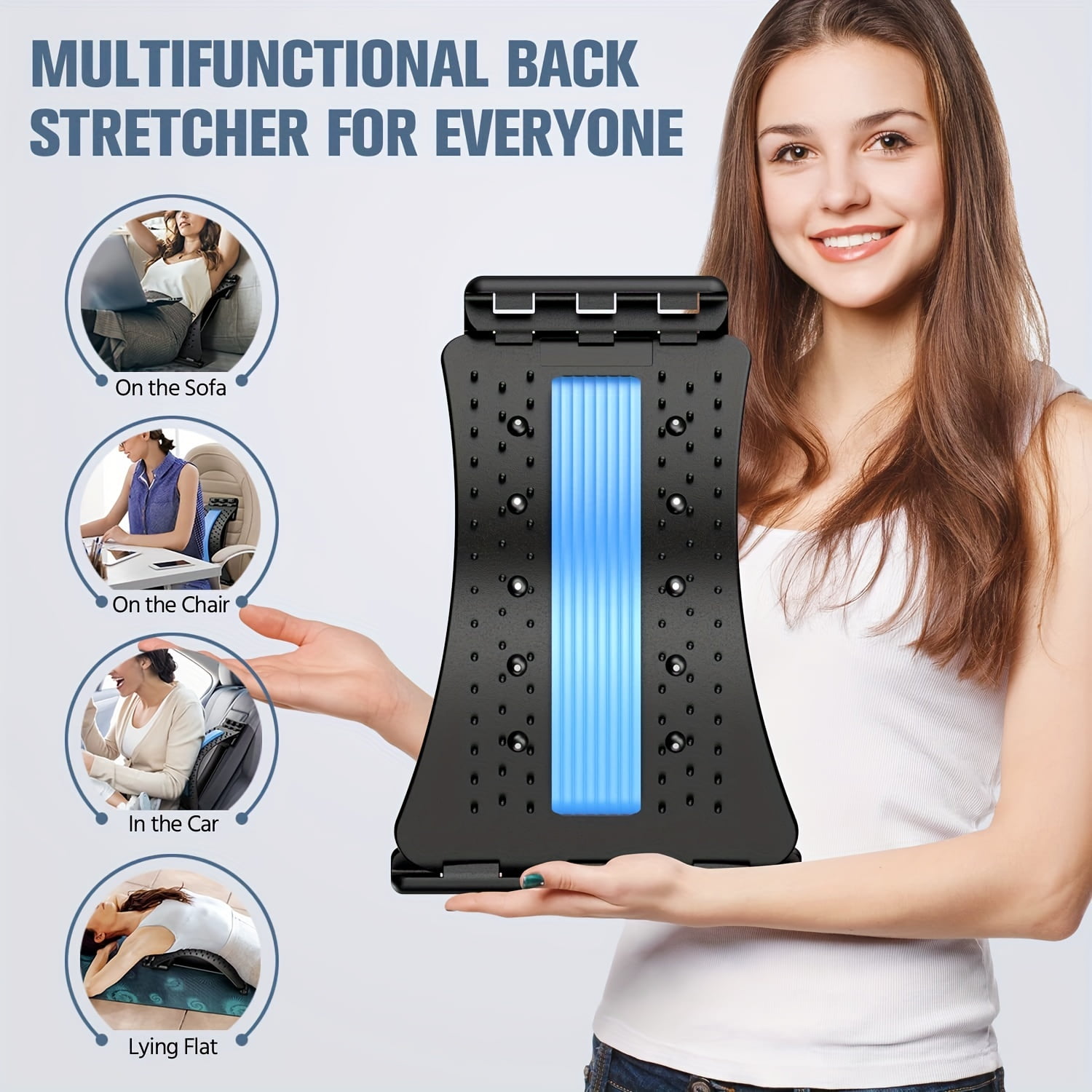 Back Stretcher For Lower Back Pain Relief, 3 Level Adjustable Lumbar ...
