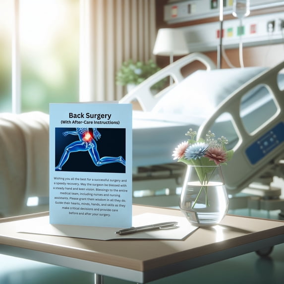 Back Surgery Greeting Card with Universal/Standardized After-Care ...